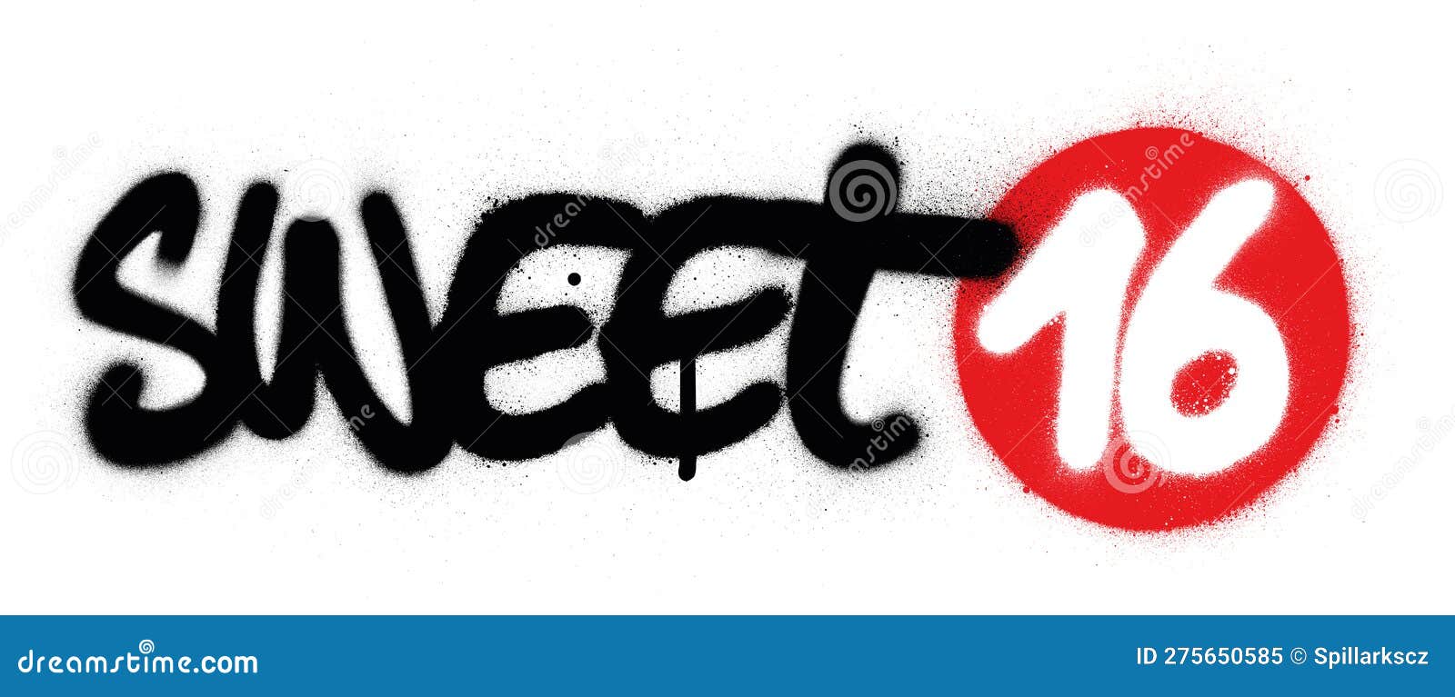 Graffiti Sweet 16 Text Sprayed Over White Stock Vector - Illustration ...