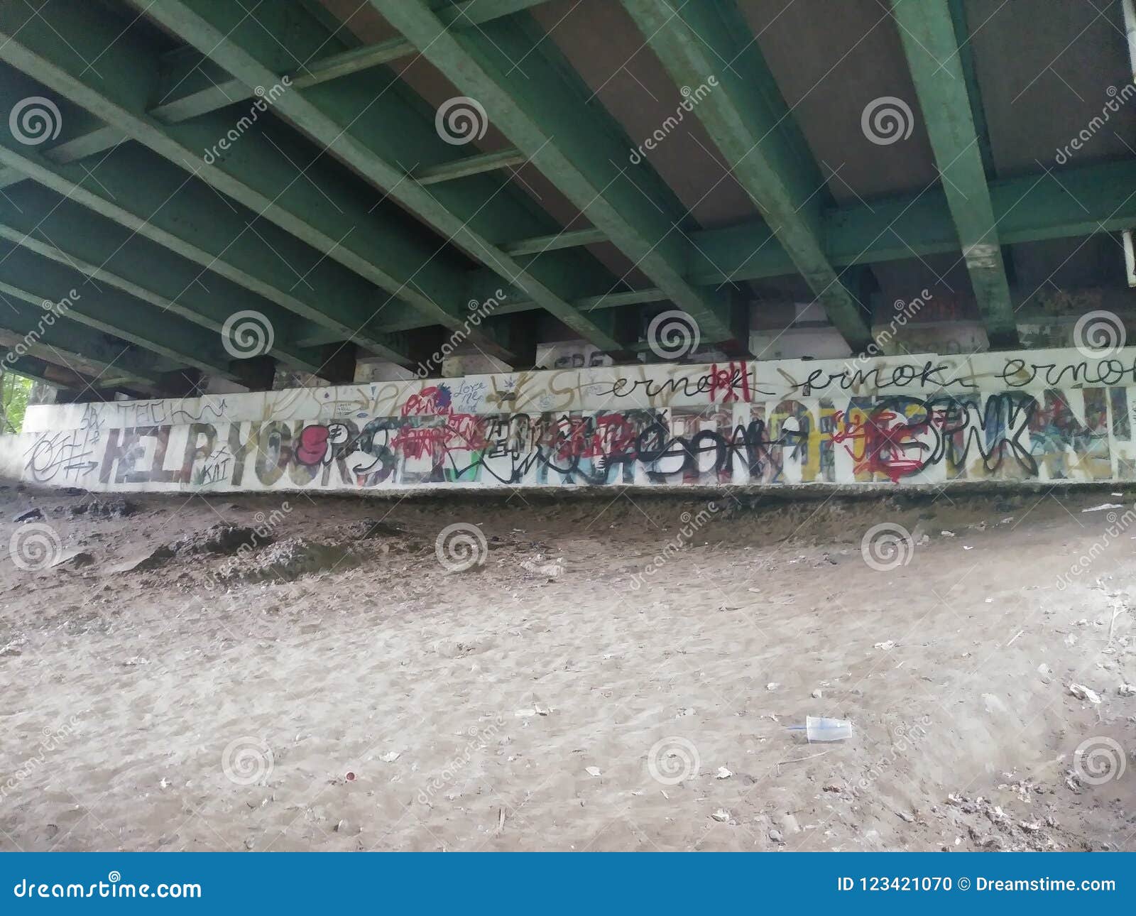 Graffiti Tag Under the Bridge Stock Photo - Image of wall, bridge ...