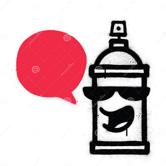 Graffiti Talking Spraycan Sprayed in Black and Red Over White Stock ...