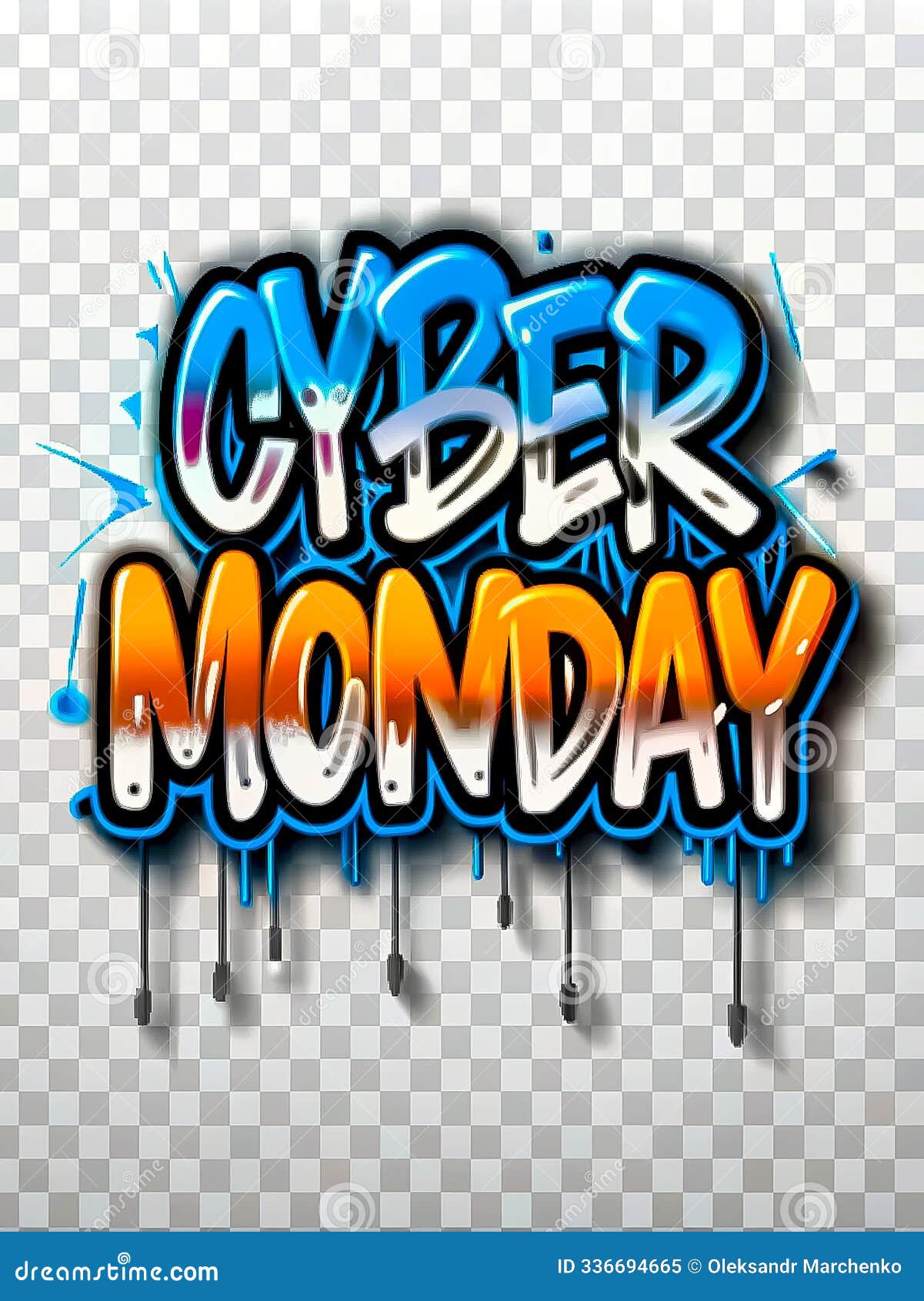 Graffiti Text CYBER MONDAY with Shadow Effect on Transparent Background ...