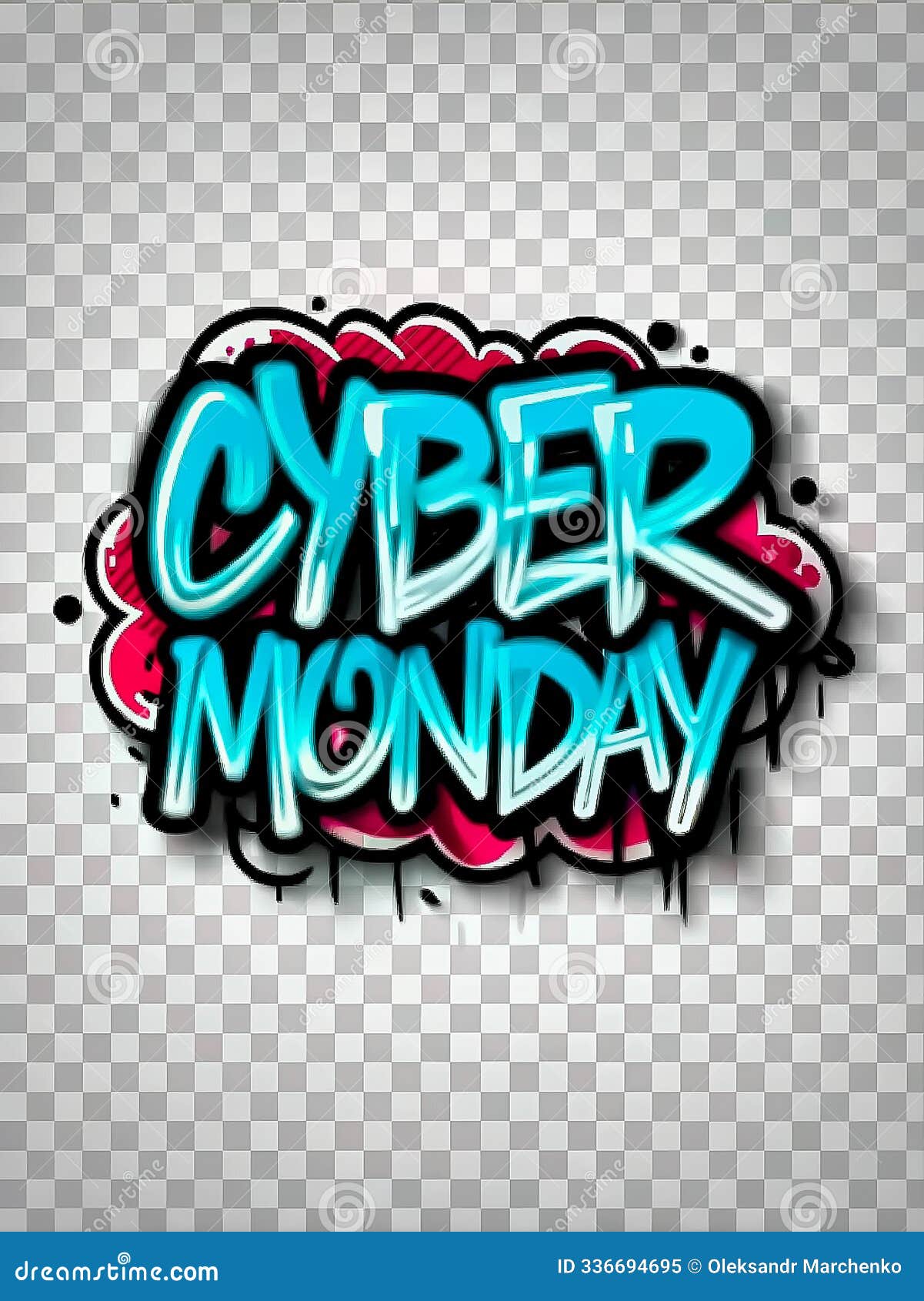 Graffiti Text CYBER MONDAY with Shadow Effect on Transparent Background ...
