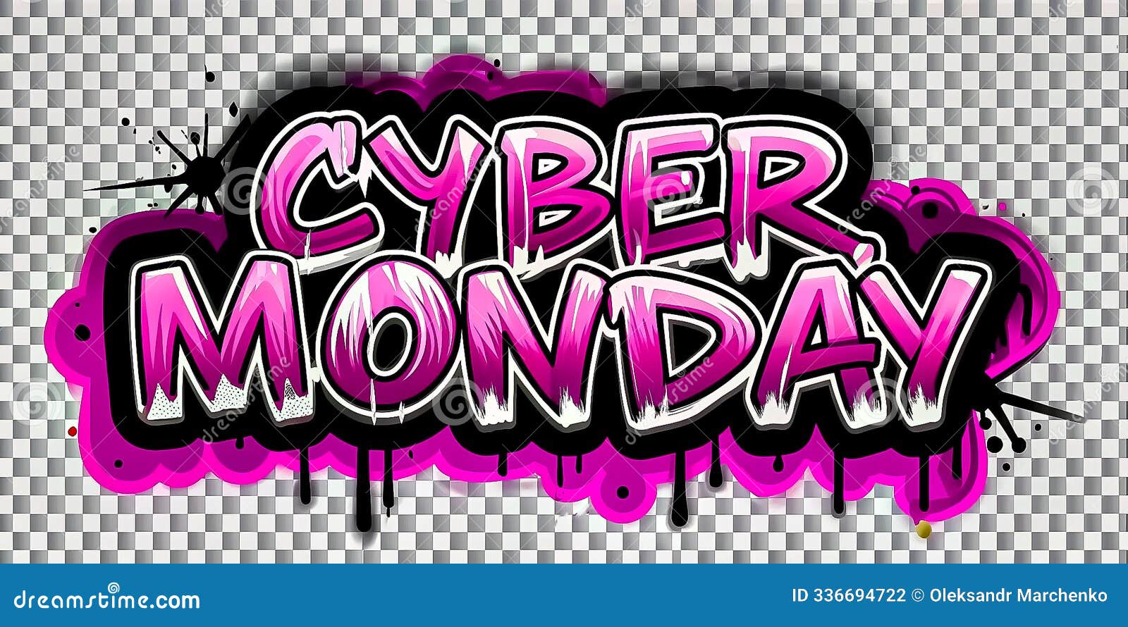 Graffiti Text CYBER MONDAY with Shadow Effect on Transparent Background ...