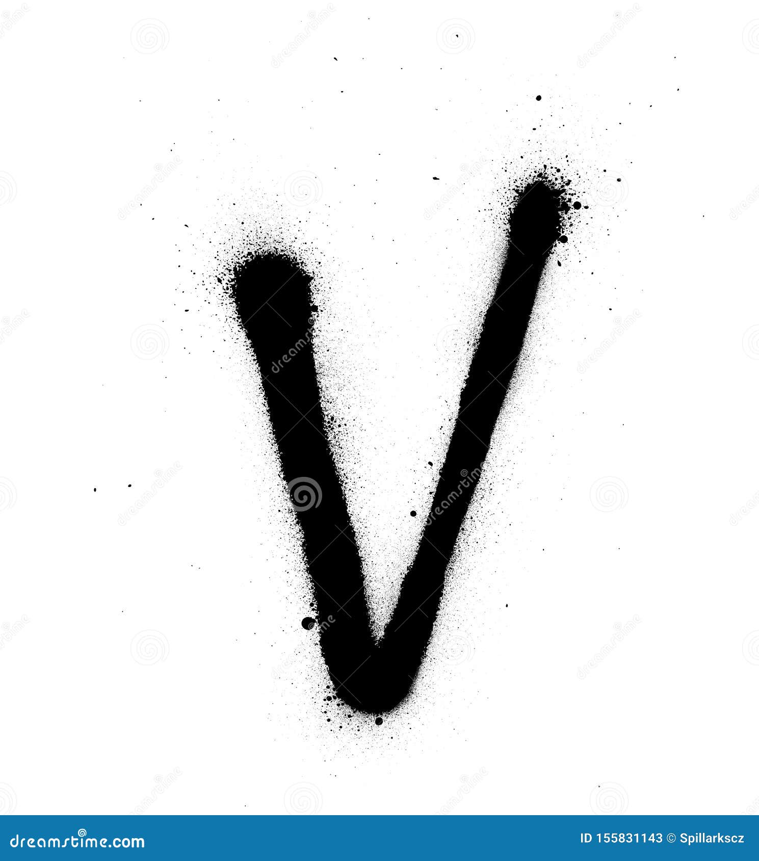 Graffiti Thin V Font Sprayed in Black Over White Stock Vector ...