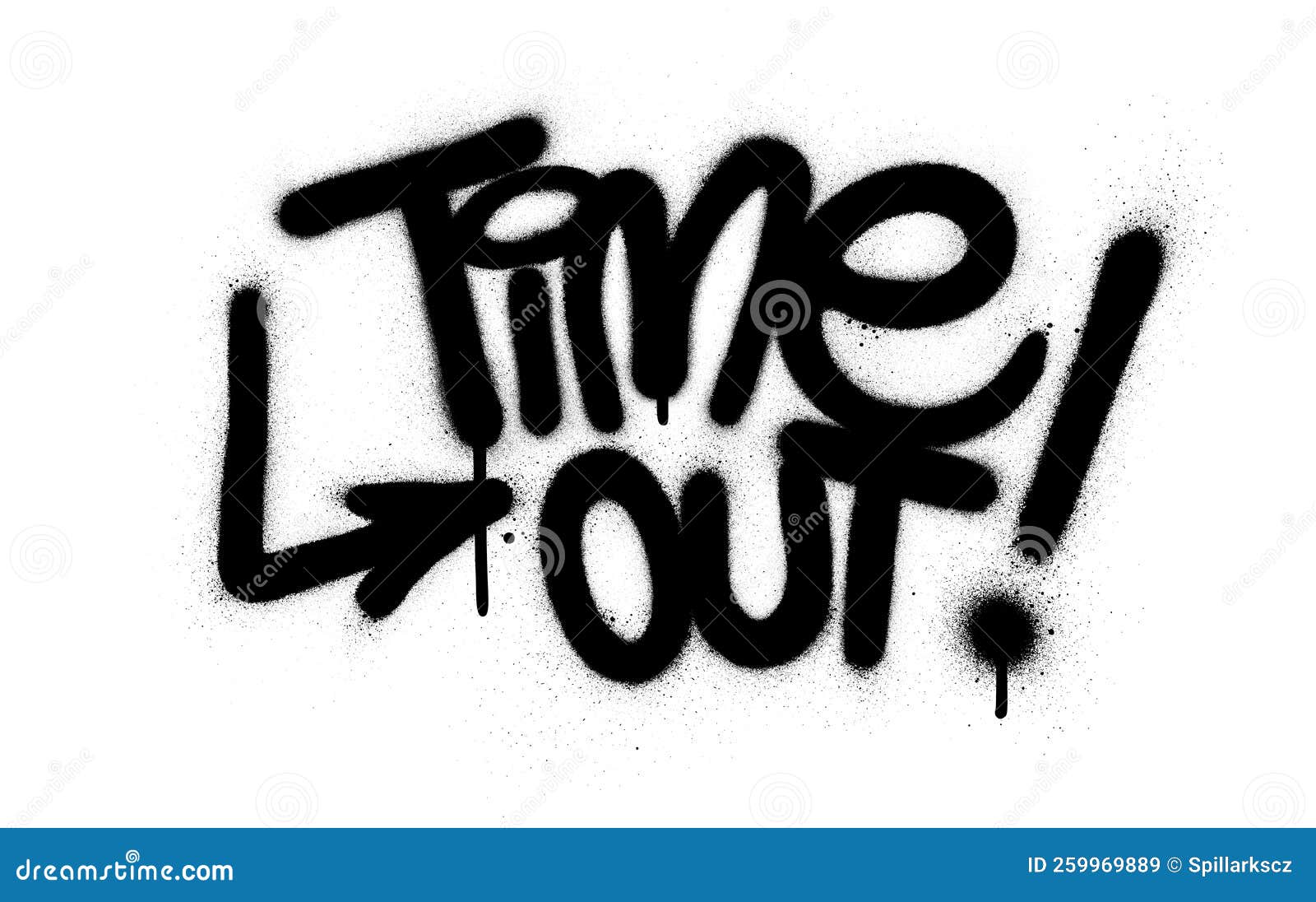 Graffiti Time Out Text Sprayed in Black Over White Stock Vector ...