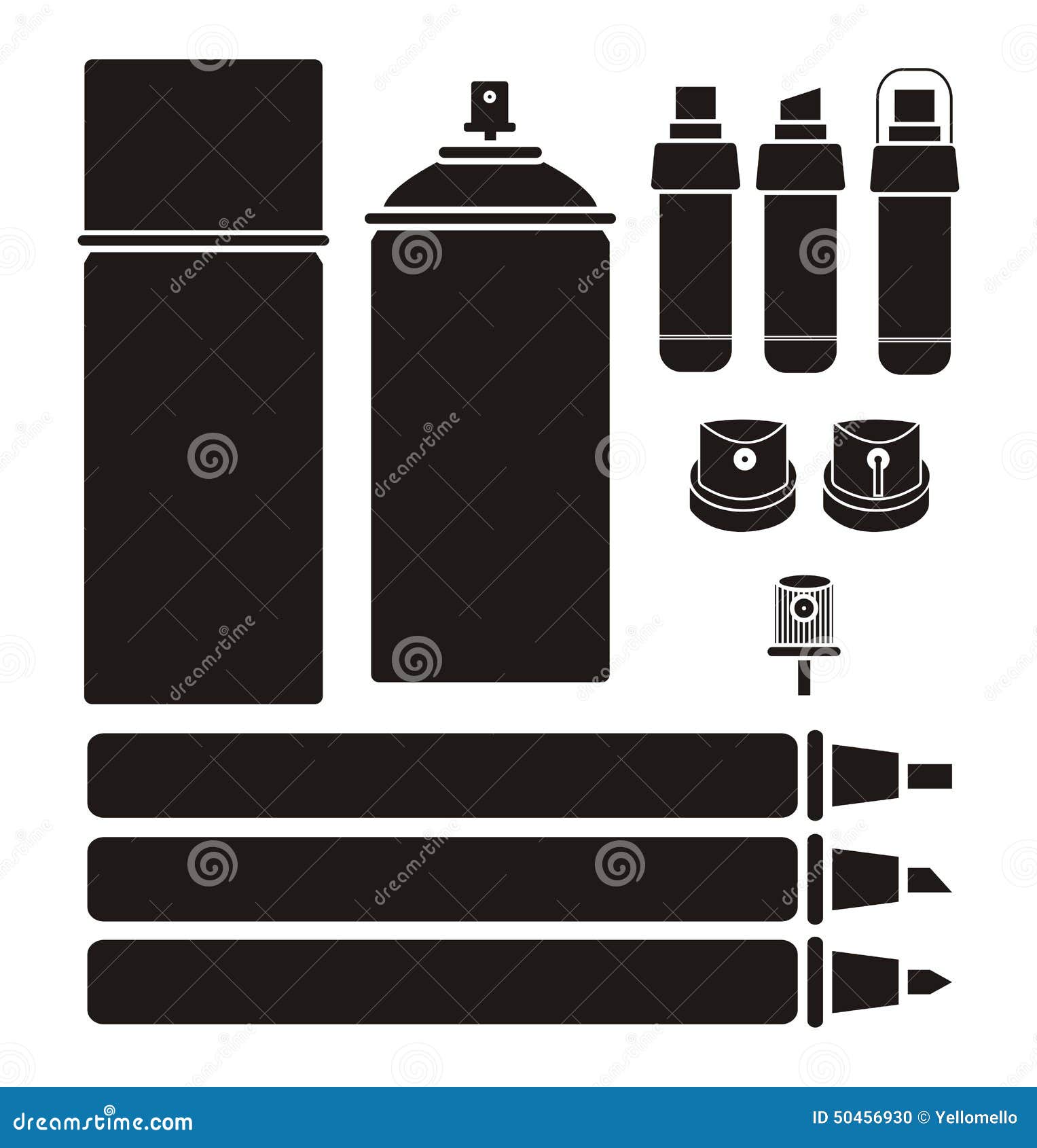 Graffiti Tools - Silhouettes Stock Vector - Illustration of pallet ...