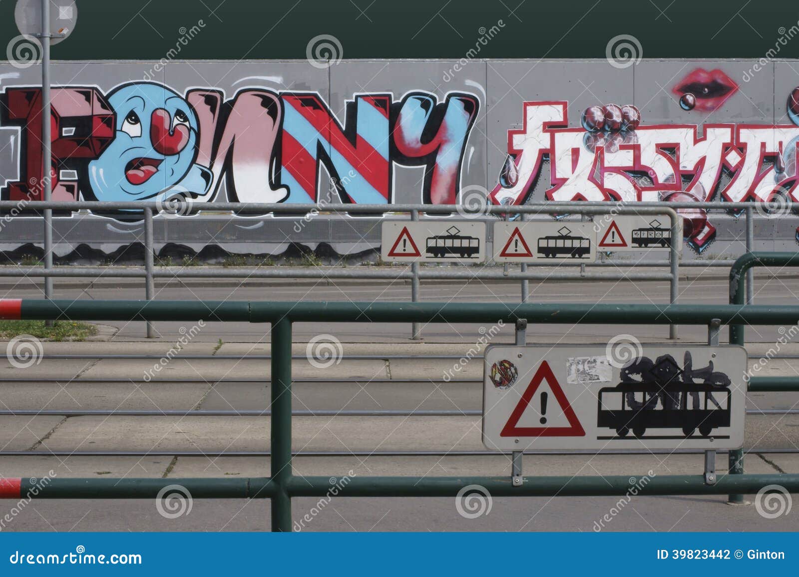 Graffiti on tram tracks editorial photography. Image of sign - 39823442