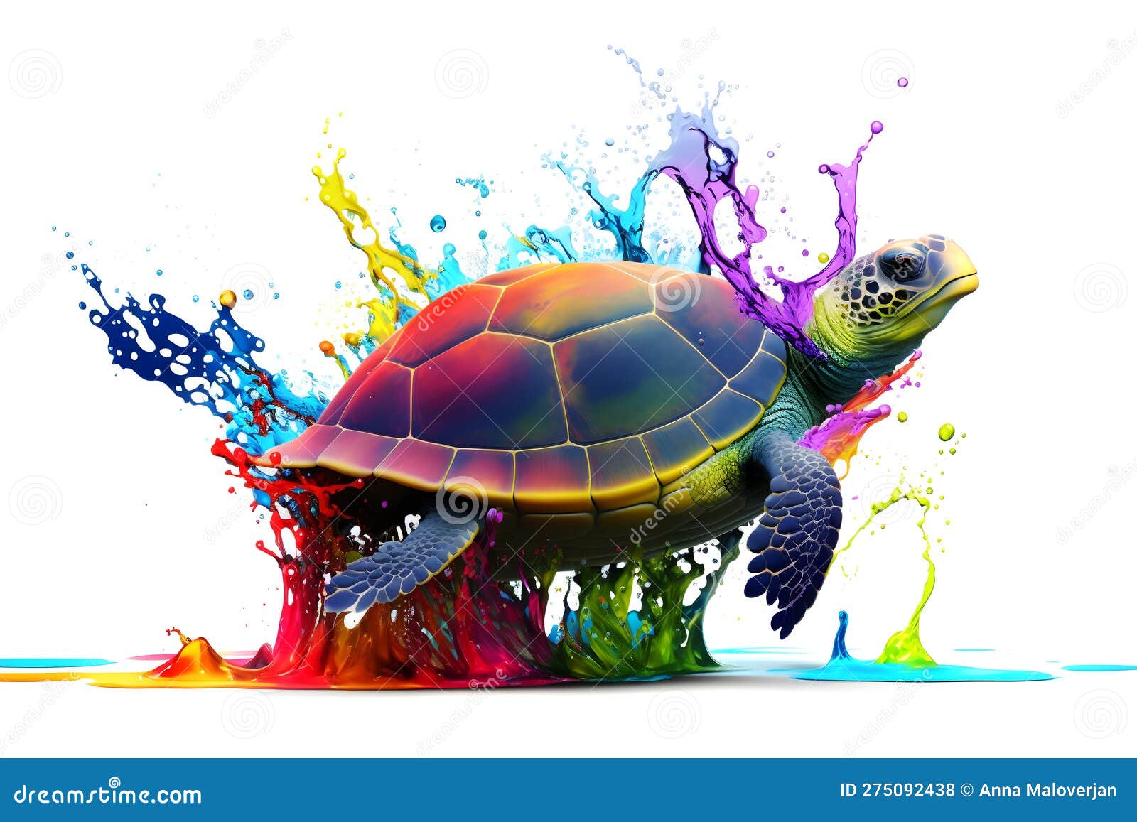 Graffiti with a Turtle on the Wall with a Splash, Color Art Stock ...