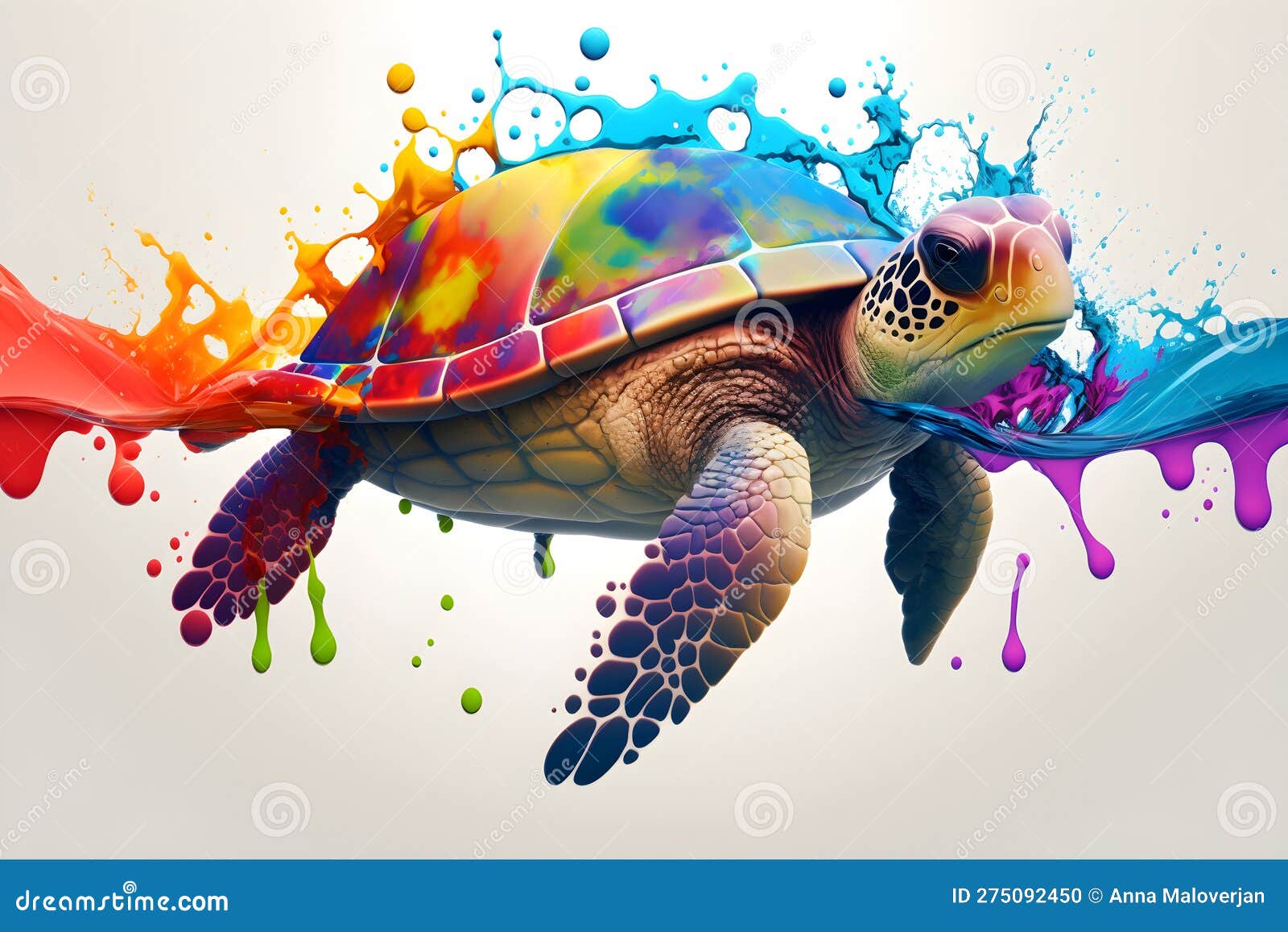 Graffiti with a Turtle on the Wall with a Splash, Color Art Stock ...