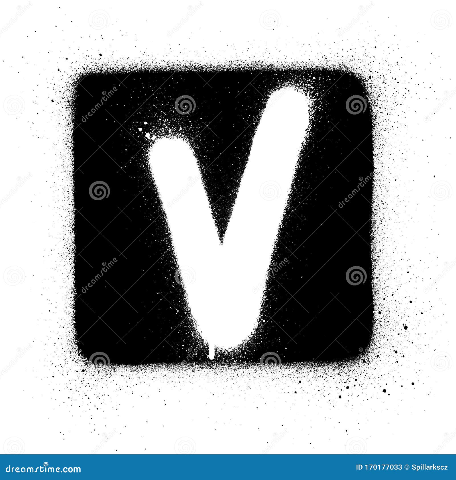 Graffiti V Font Sprayed in White Over Black Square Stock Vector ...