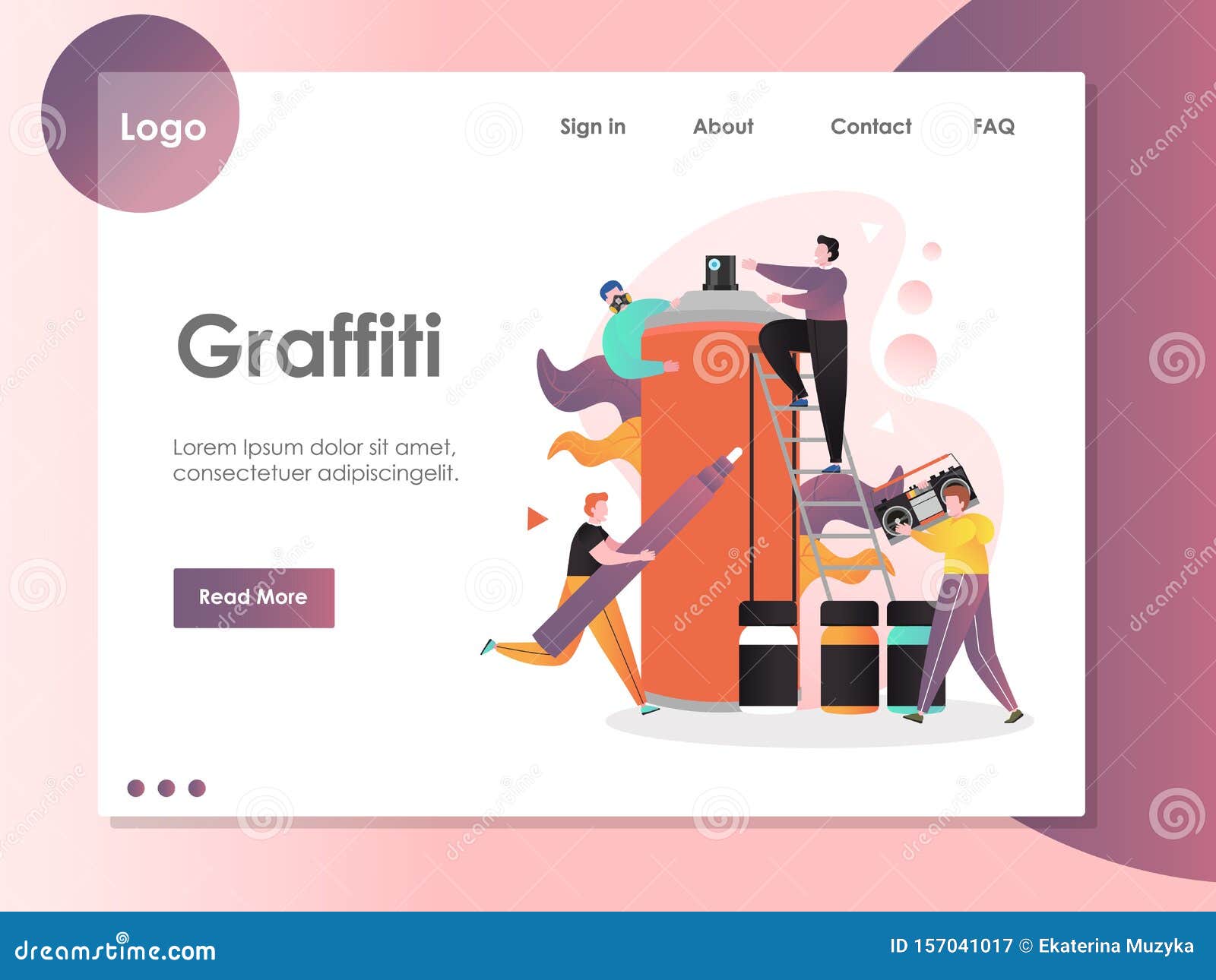 Graffiti Vector Website Landing Page Design Template Stock Vector ...