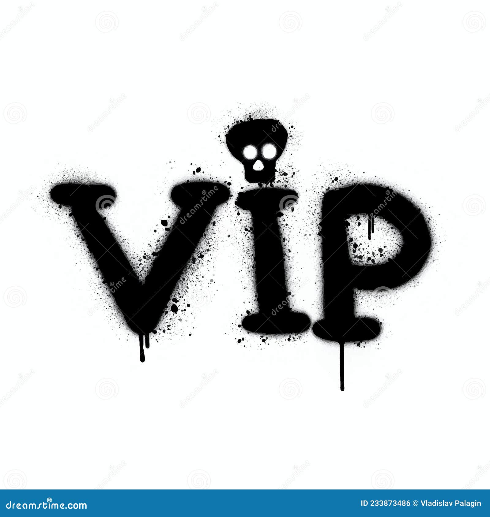 Graffiti VIP Tag Sprayed with a Skull Stock Vector - Illustration of ...