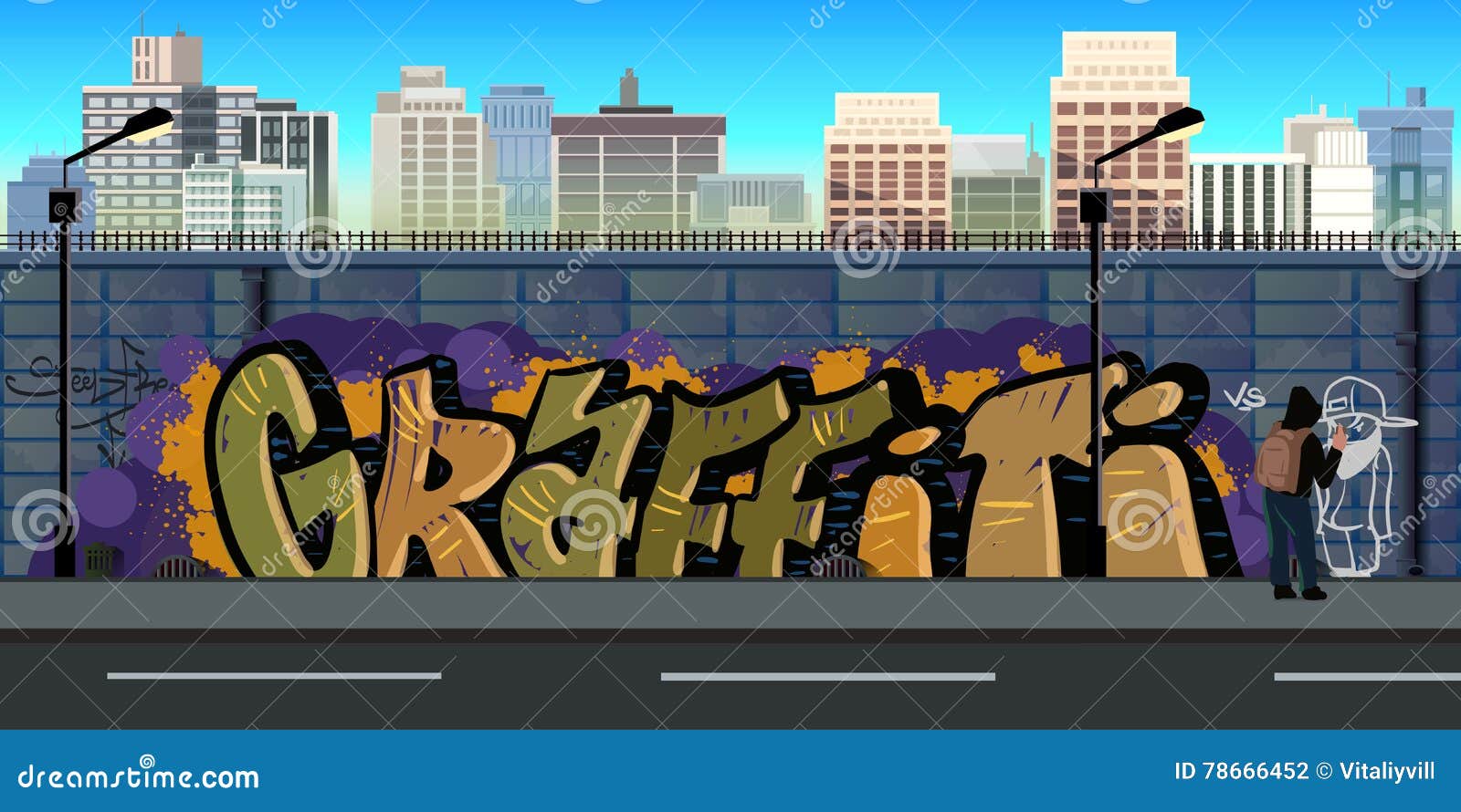 Graffiti Wall Background, Urban Art Stock Vector - Illustration of city ...