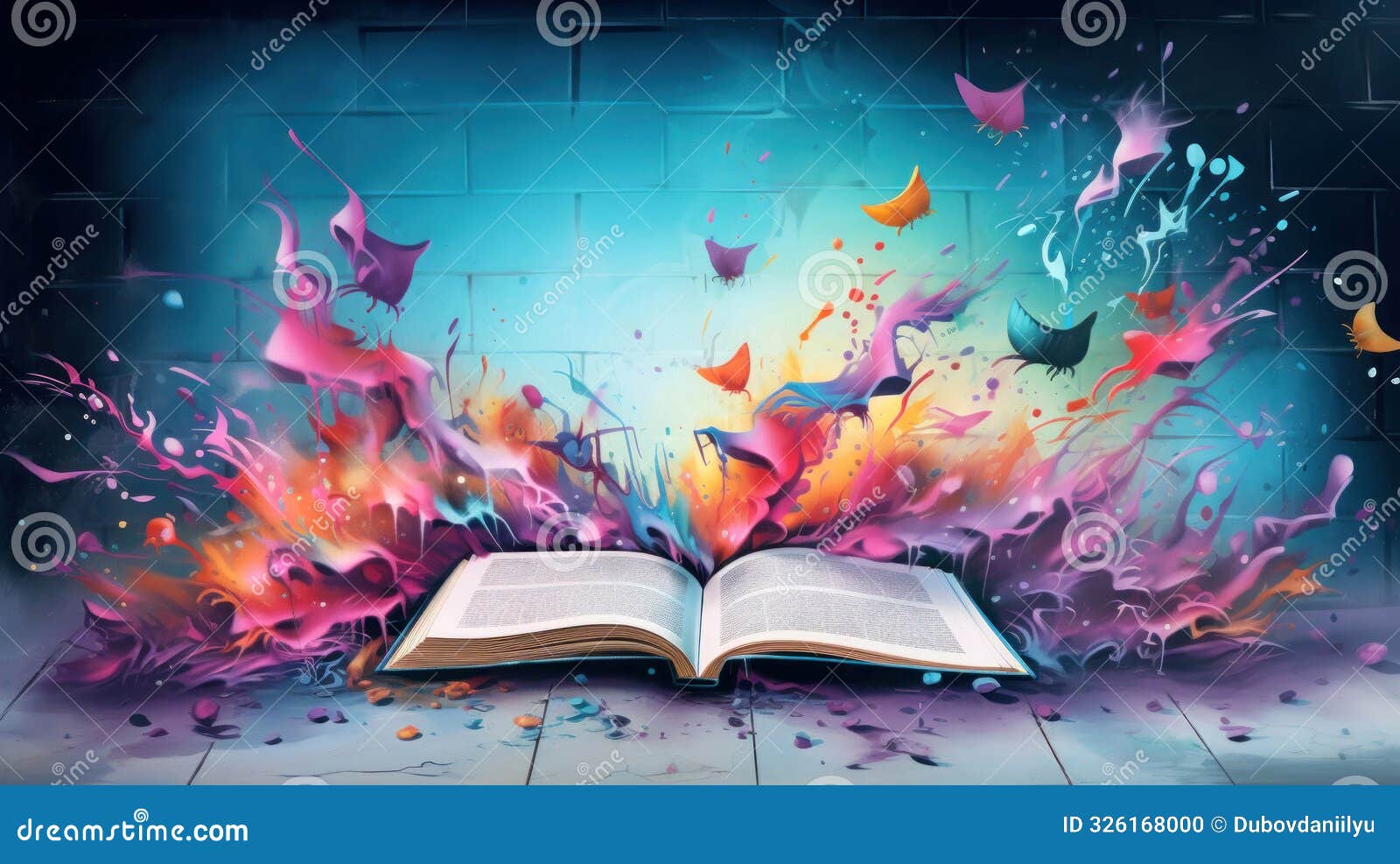 Graffiti on the Wall with a Book. Topic of Study, Education ...