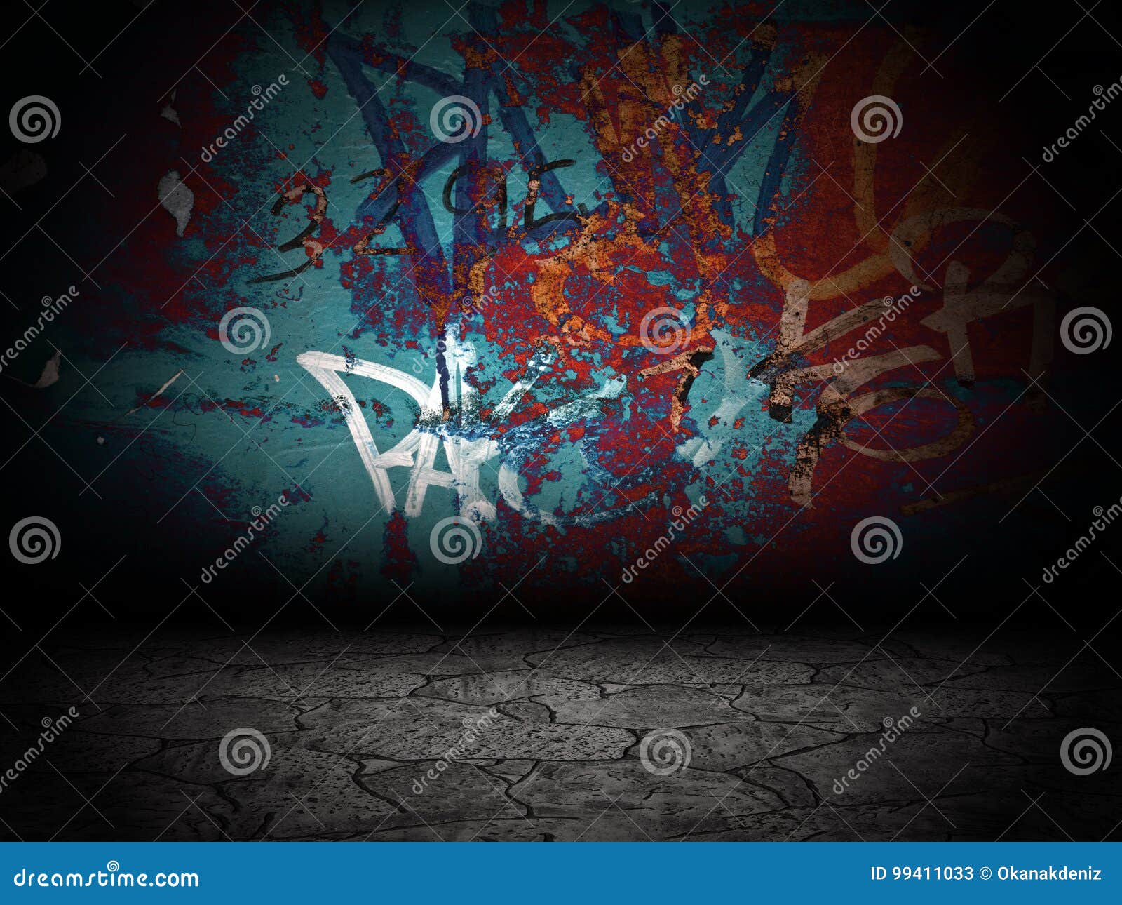 Graffiti Wall Room Interior Stage Background Texture Stock Illustration ...