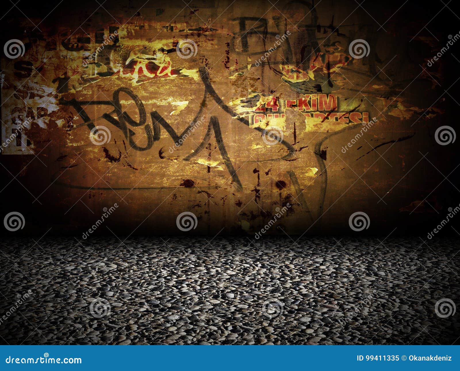 Graffiti Wall Room Interior Stage Background Texture Stock Illustration ...