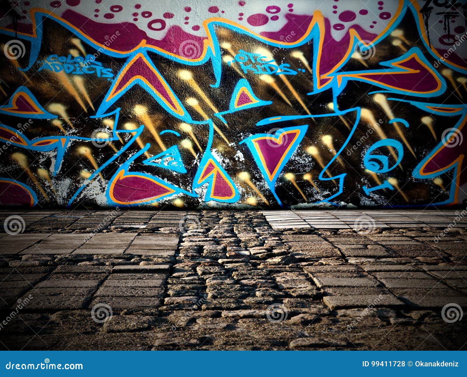 Graffiti Wall Room Interior Stage Background Texture Editorial Stock ...