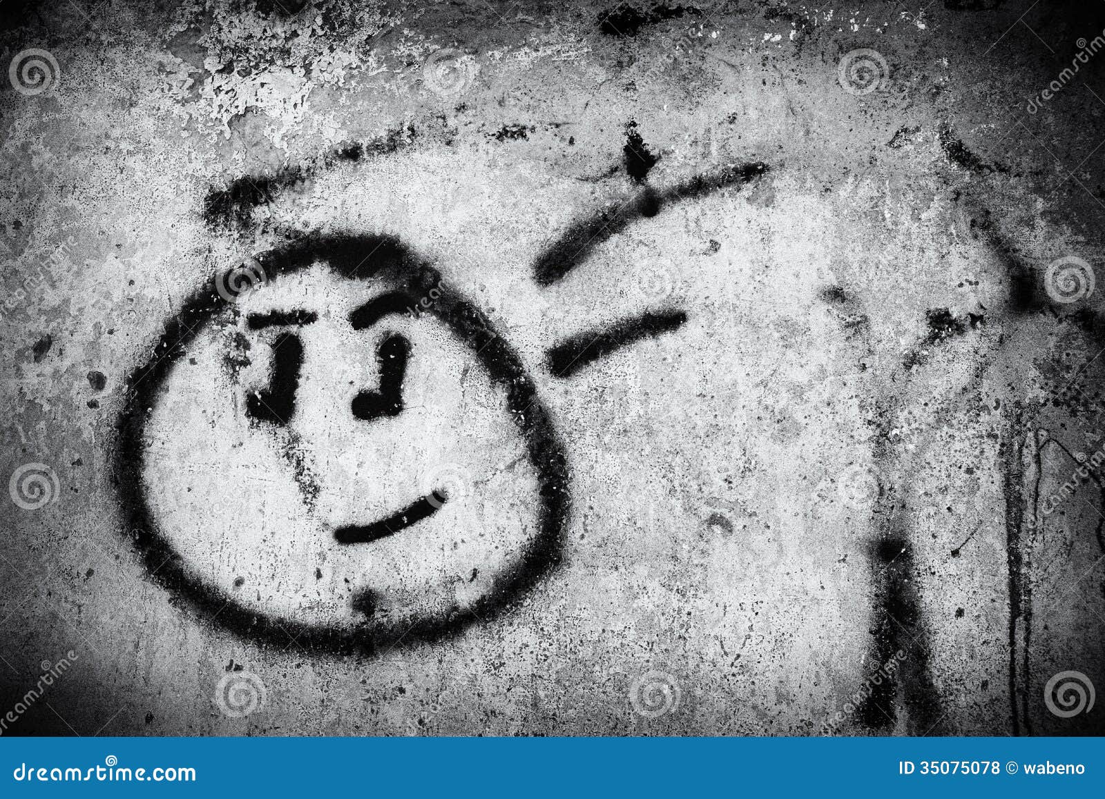 Graffiti Wall with Smile Face Stock Photo - Image of character ...