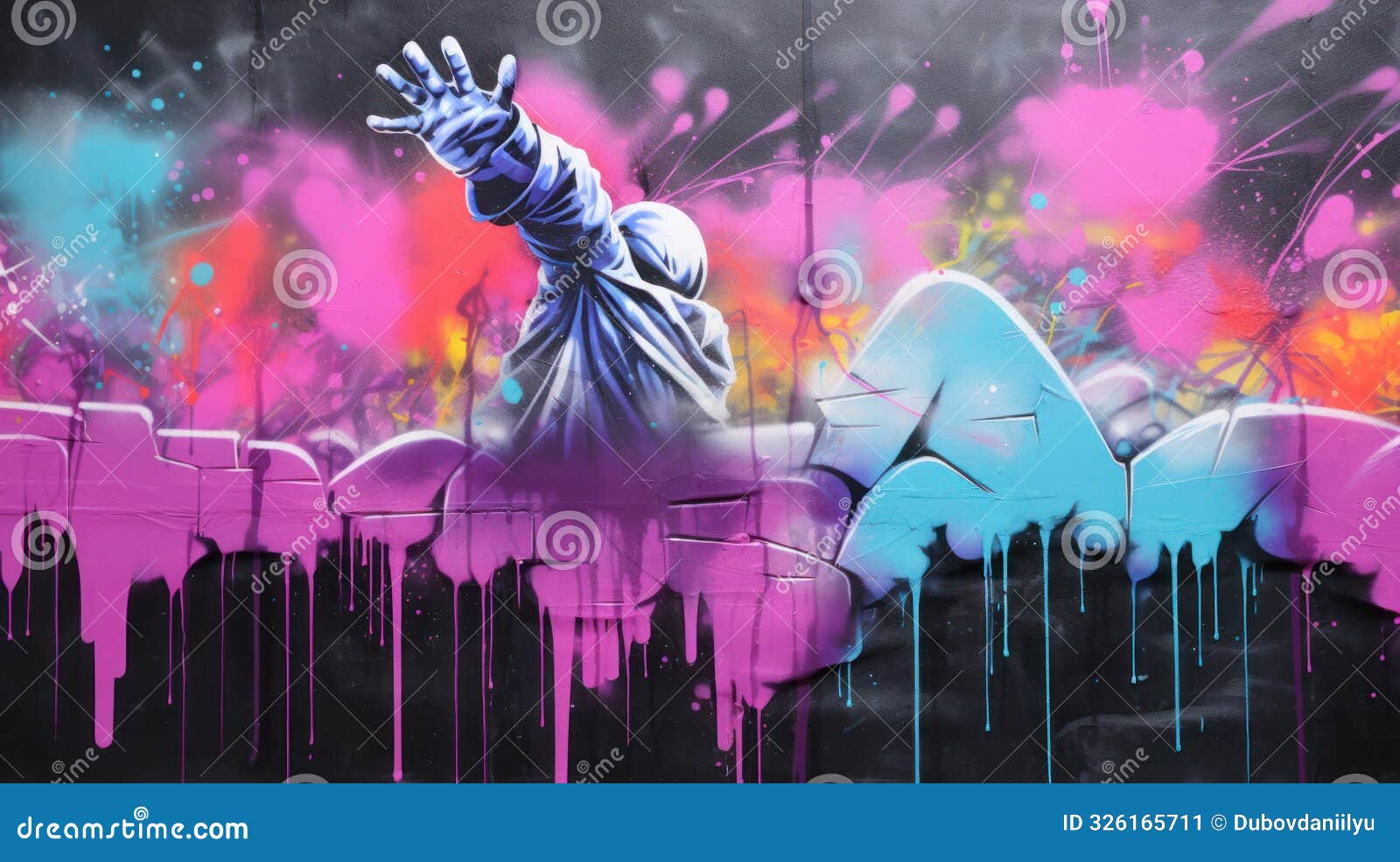 Graffiti on the Wall Was Painted Using Spray Paint, Background Stock ...