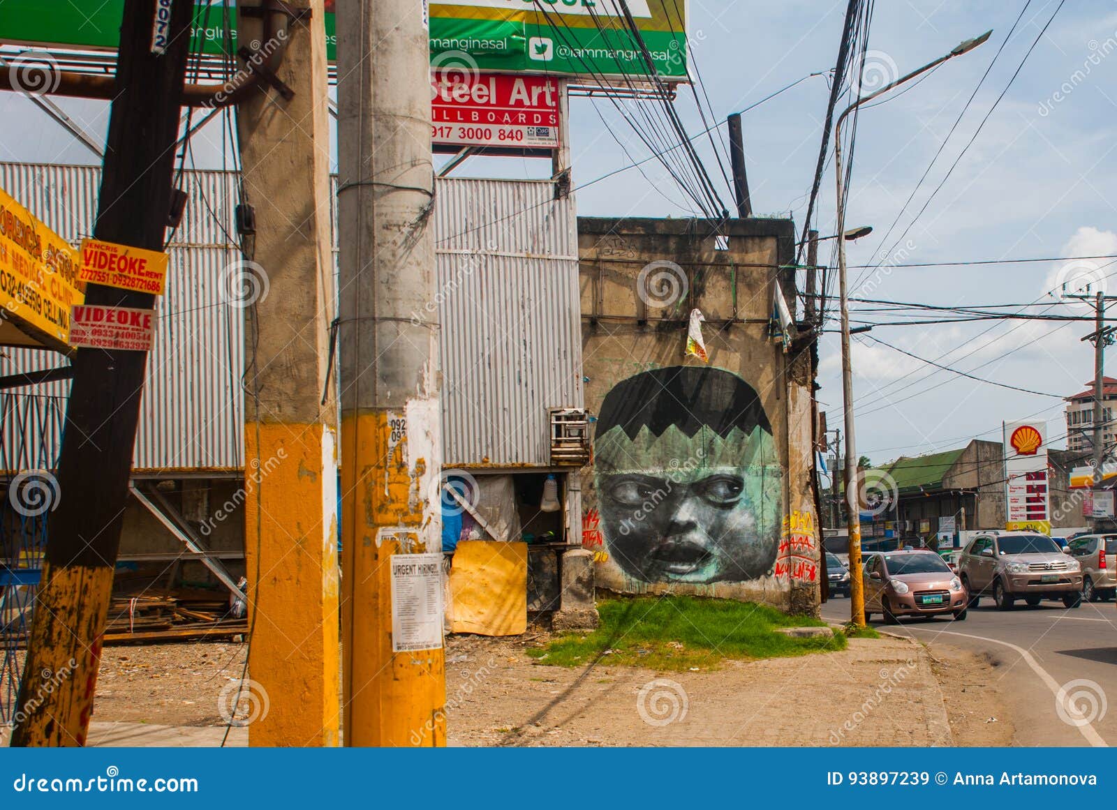 Graffiti on the Walls on Street in Manila, Philippines. Editorial Stock ...