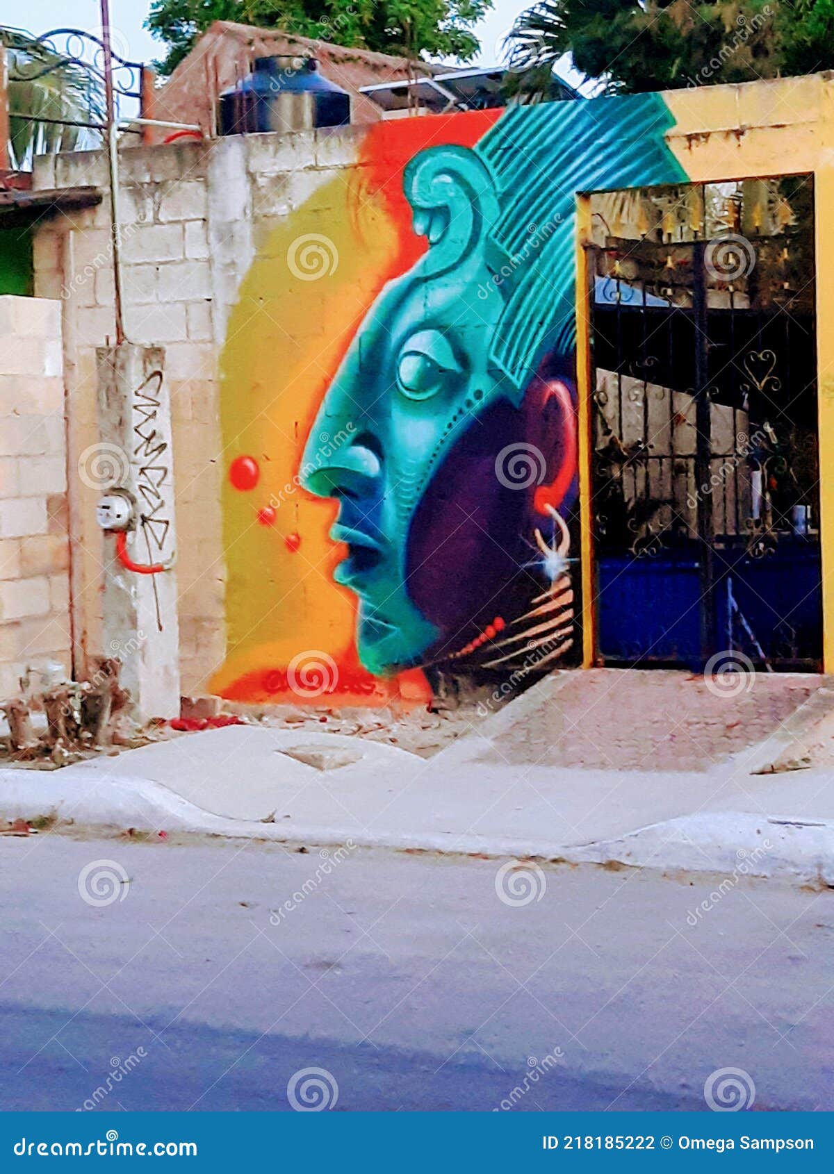 Graffiti of Warrior Street Art Mural in Tulum Mexico Editorial ...