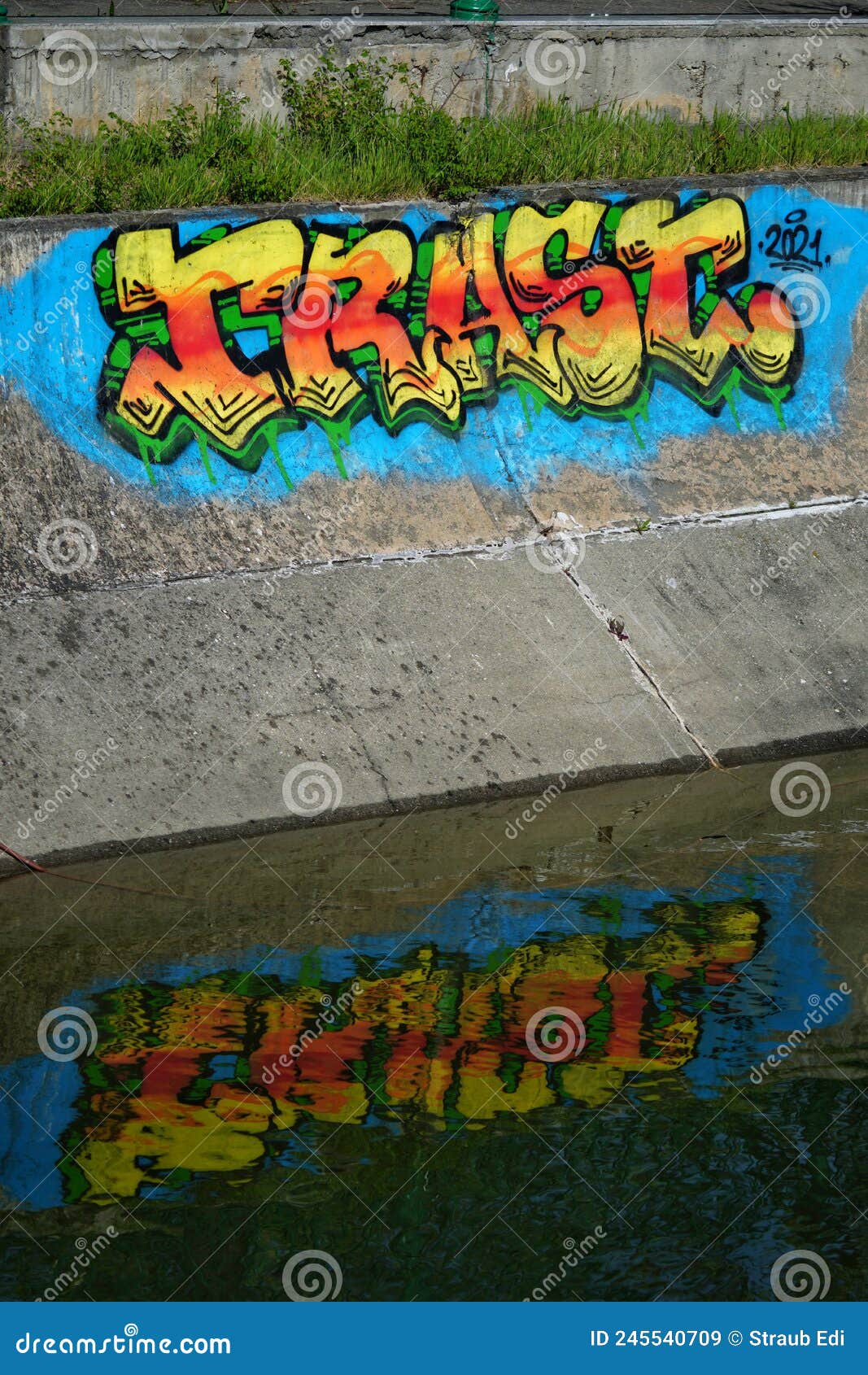 Graffiti On A Water Culvert At A Pond Stock Photography | CartoonDealer ...