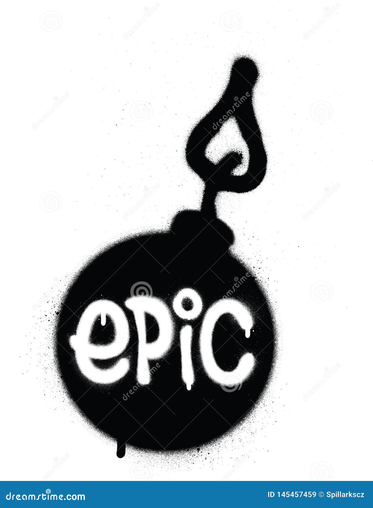 Graffiti White Epic Word Sprayed on a Black Bomb Stock Vector ...