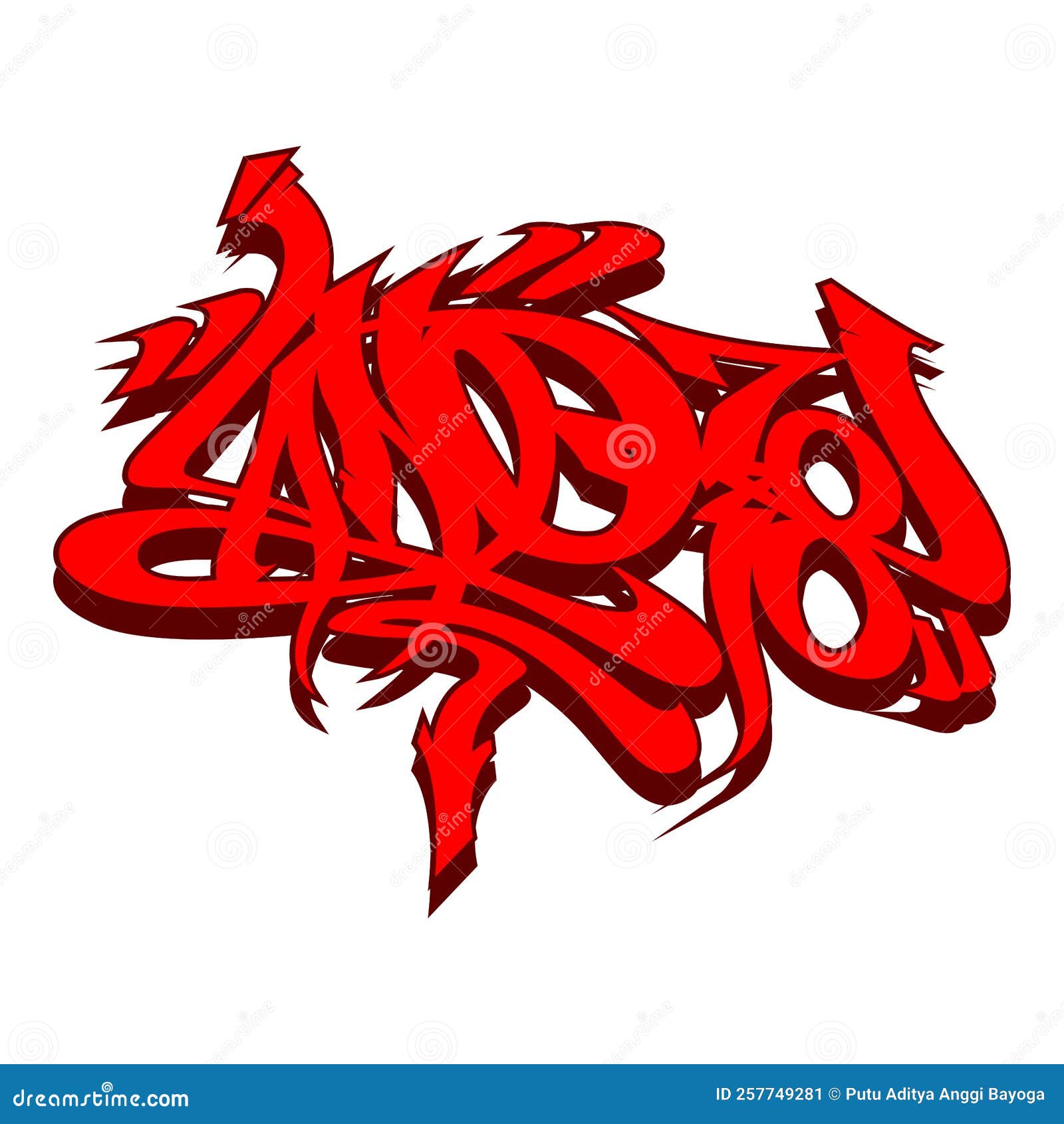 Graffiti wildstyle tagging stock vector. Illustration of text - 257749281