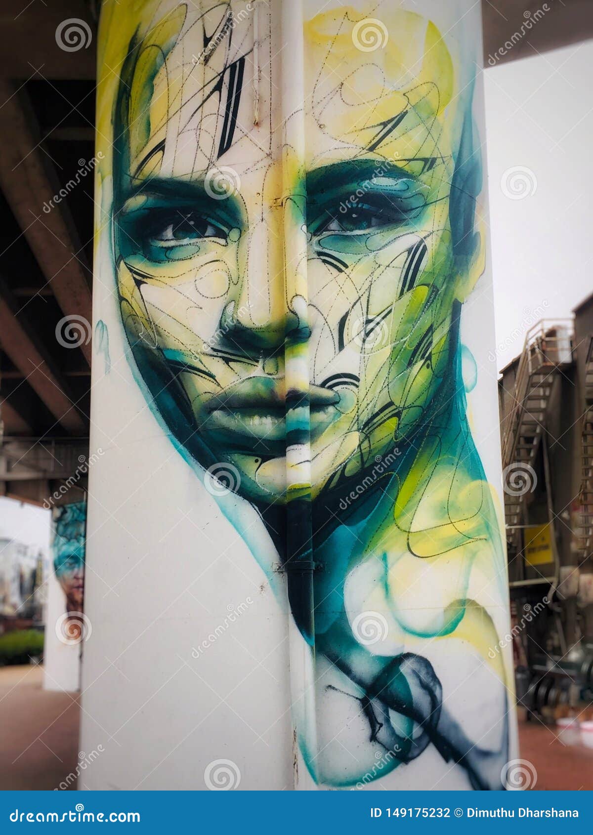 Graffiti Women Wall Art on a Subway Piller Editorial Photography ...