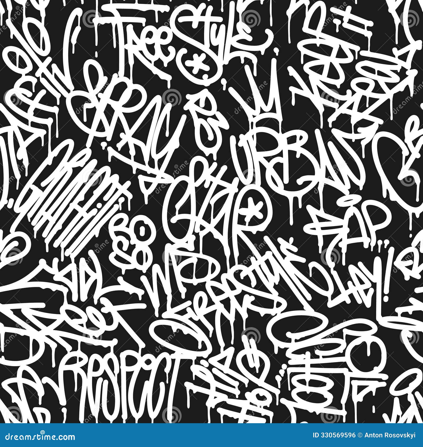 Graffity Wall Tags Seamless Pattern, Graffiti Street Art. Stock ...