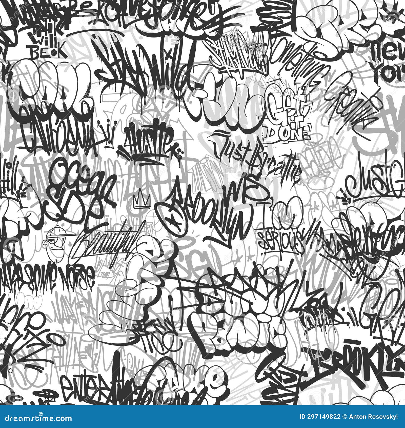 Graffity Wall Tags Seamless Pattern, Graffiti Street Art. Stock Vector ...