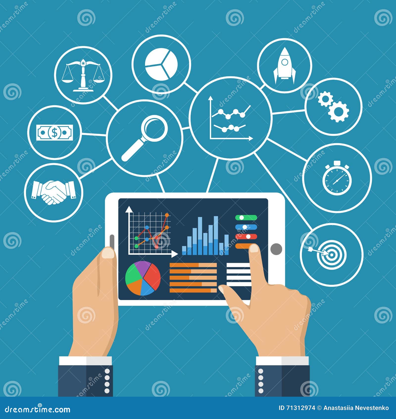 Grafici E Diagrammi Statistici Del Datawith in Compressa Illustrazione ...
