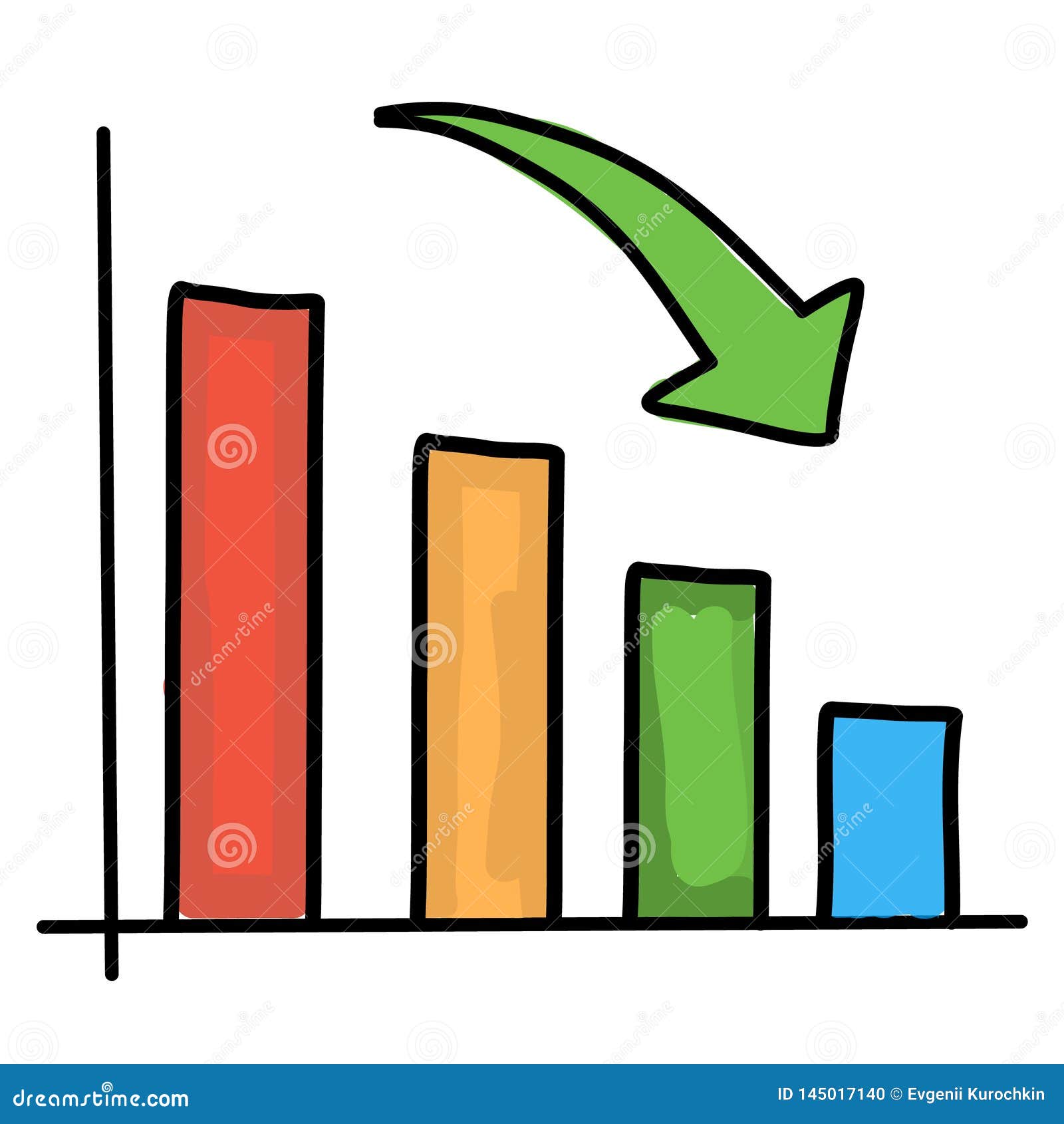 Grafiek Neer Vector Tekening Stock Illustratie - Illustration of ...