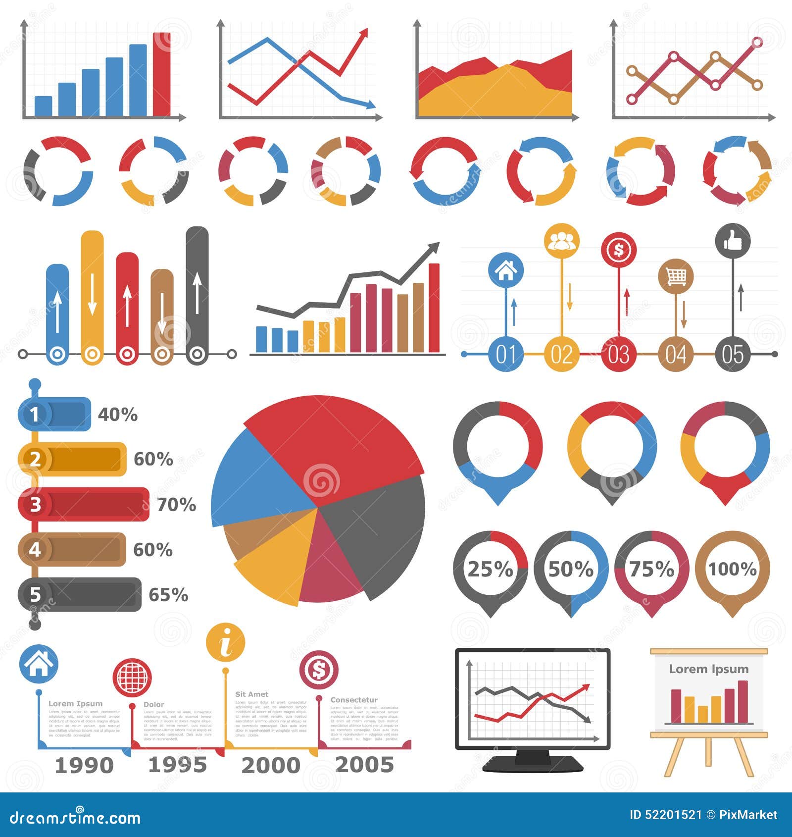 Grafieken en Diagrammen vector illustratie. Illustration of grafieken ...