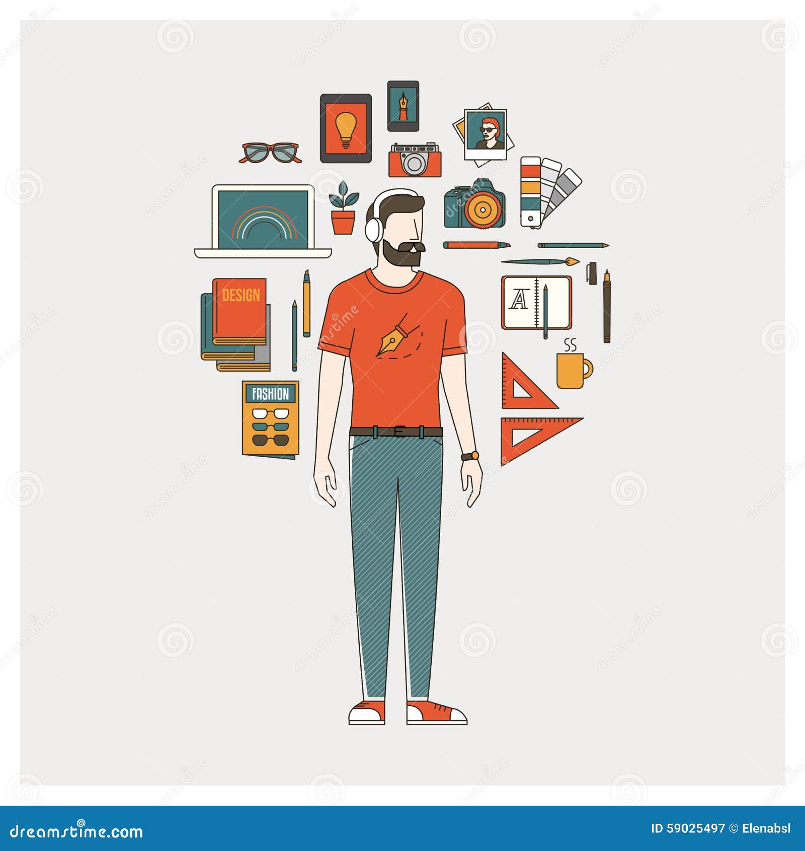 Grafische Ontwerper, Illustrator En Fotograaf Vector Illustratie ...