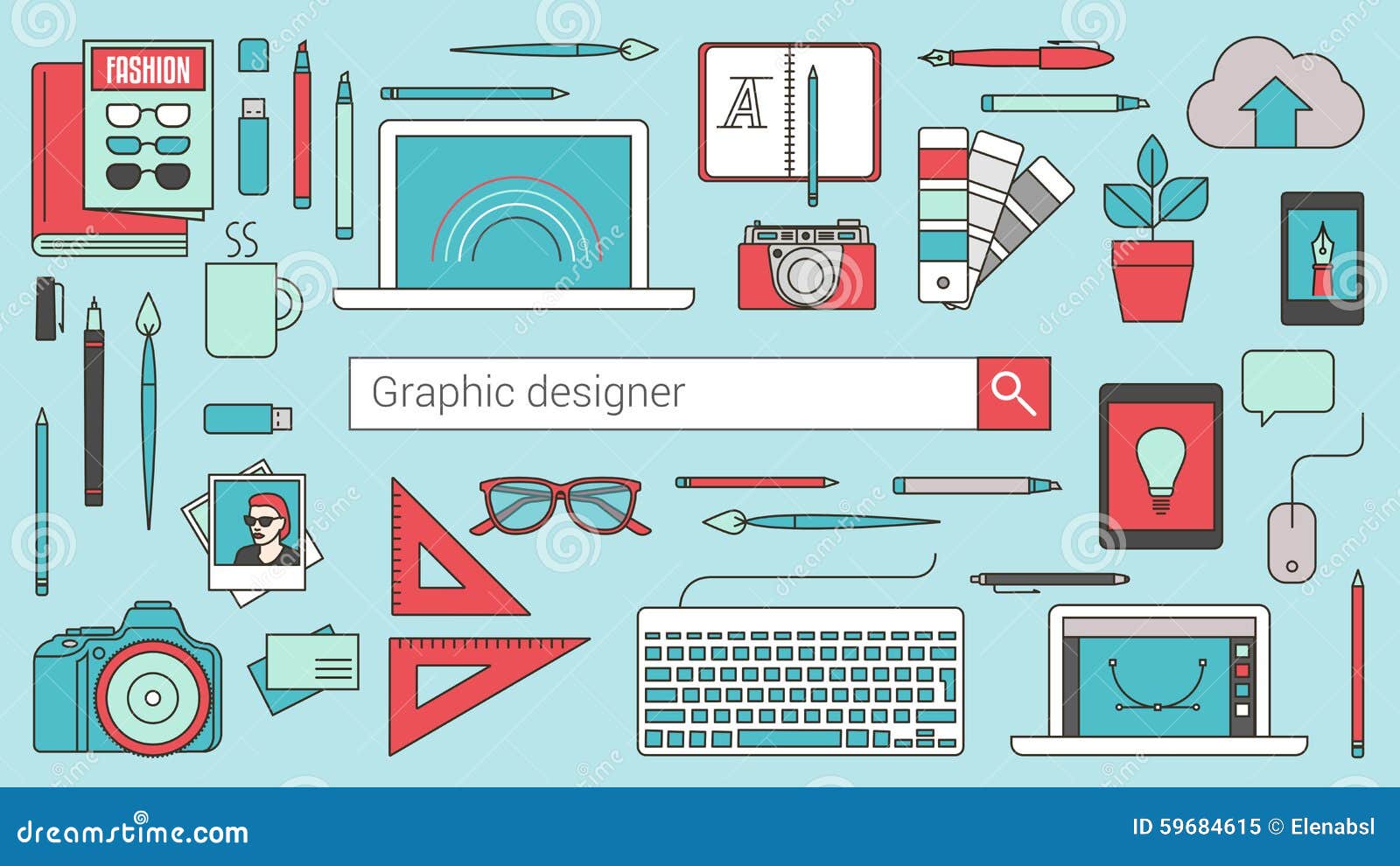 Grafische Ontwerper, Illustrator En Fotograaf Vector Illustratie ...