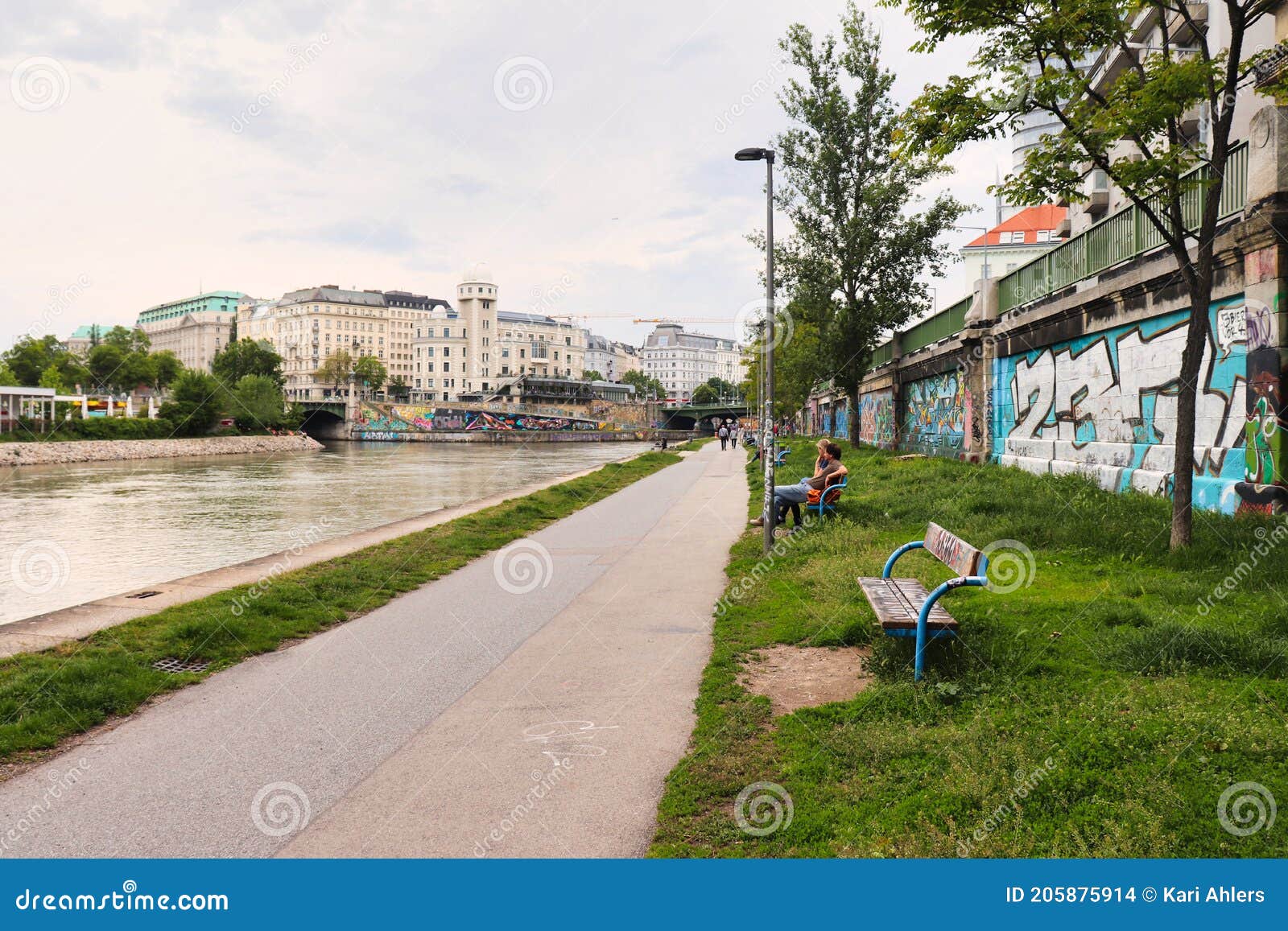 Benches on a Walking Path in Vienna, Austria Editorial Stock Image ...