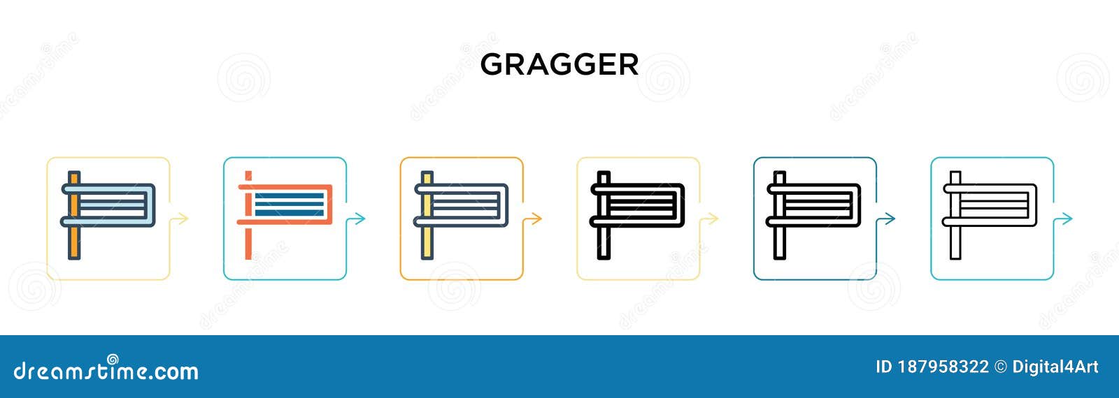 Gragger Vector Icon In 6 Different Modern Styles. Black, Two Colored ...