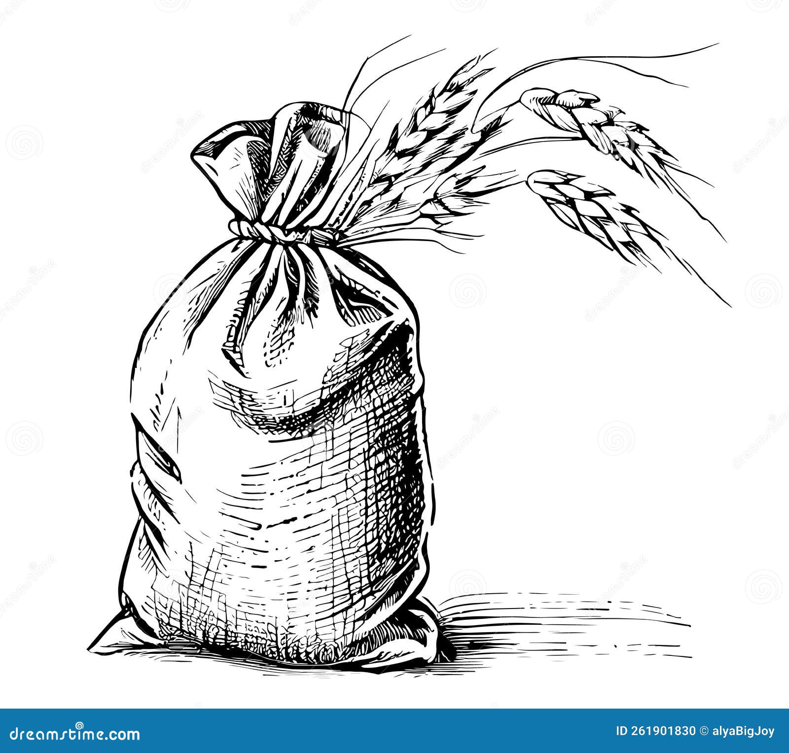 Grain Bag Hand Drawn Sketch Stock Vector - Illustration of bakery ...
