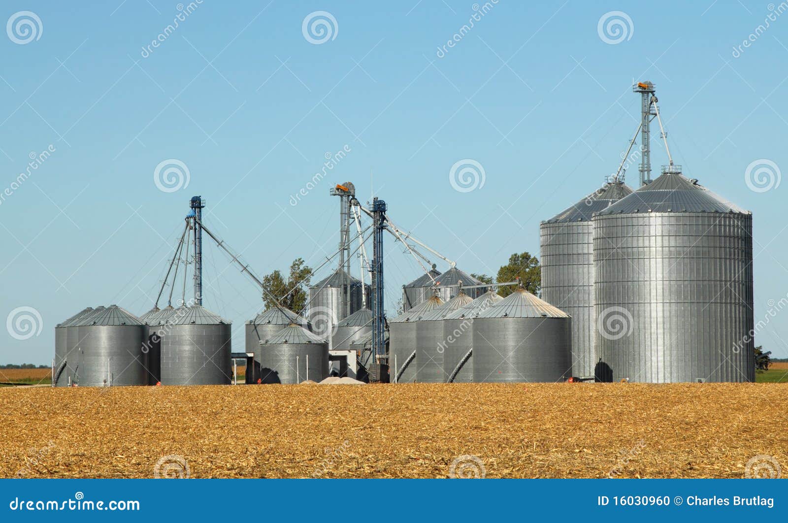 Grain Bins stock photo. Image of grain, farmland, equipment - 16030960