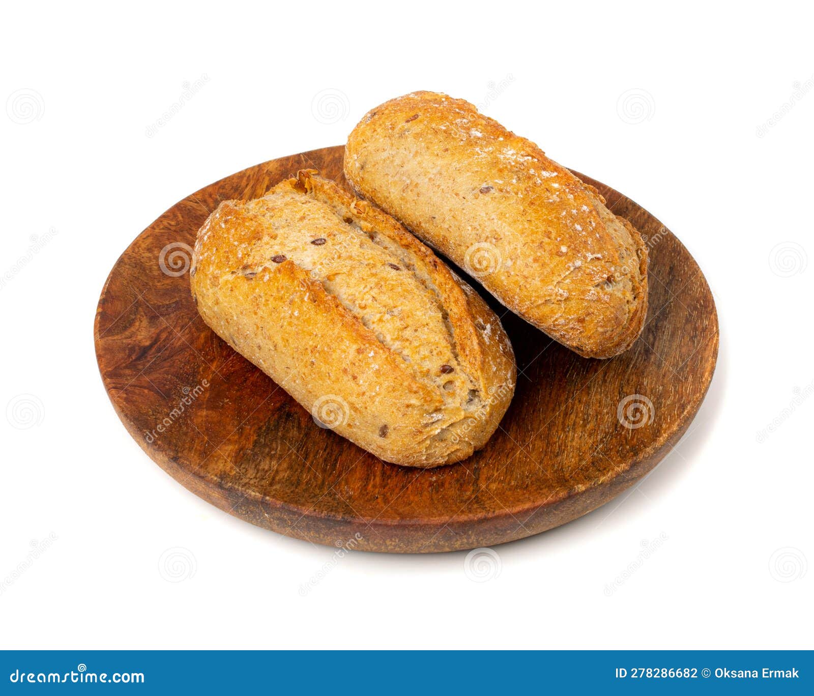 Grain Bread Isolated, Whole Buns with Seeds, Rustic Organic Cereal ...