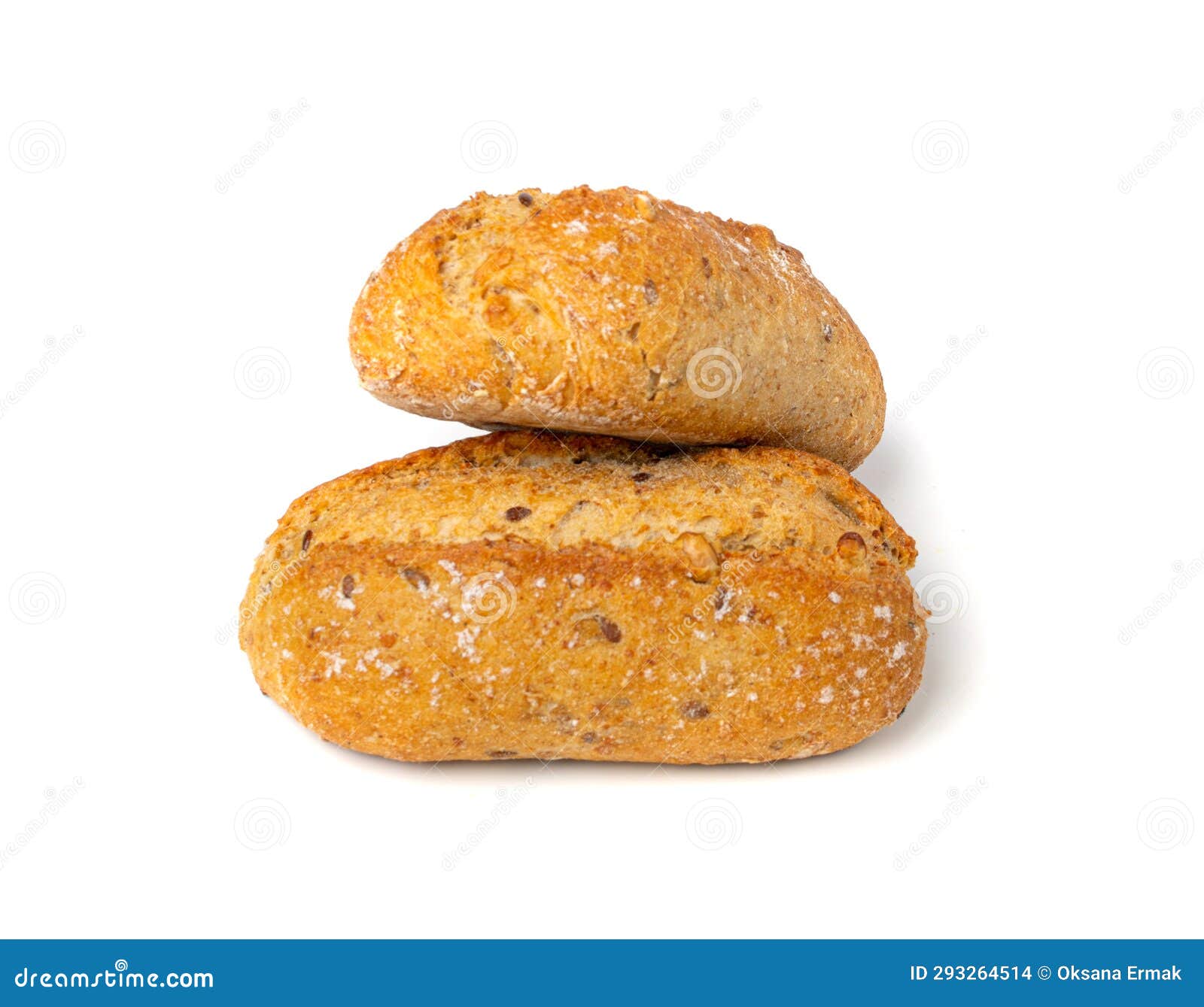 Grain Bread Isolated, Whole Buns with Seeds, Rustic Organic Cereal ...