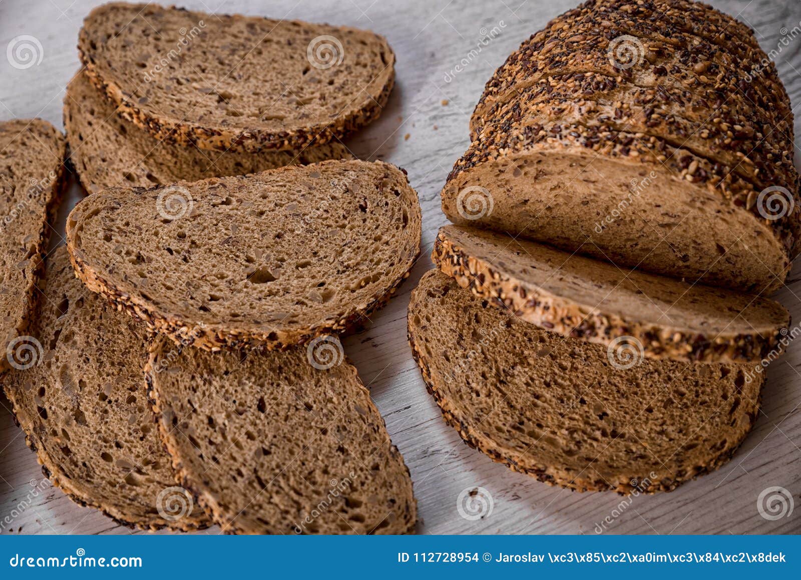 Cereal bread sliced stock photo. Image of grain, background - 112728954