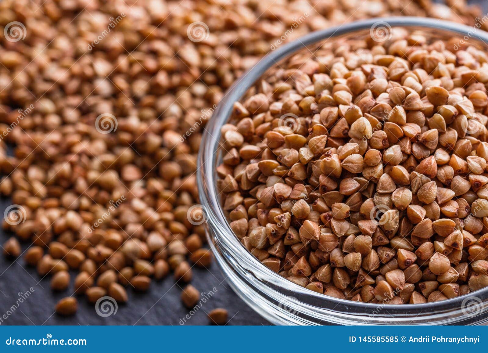 Grain Buckwheat on a Dark Stone Background Stock Image - Image of ...