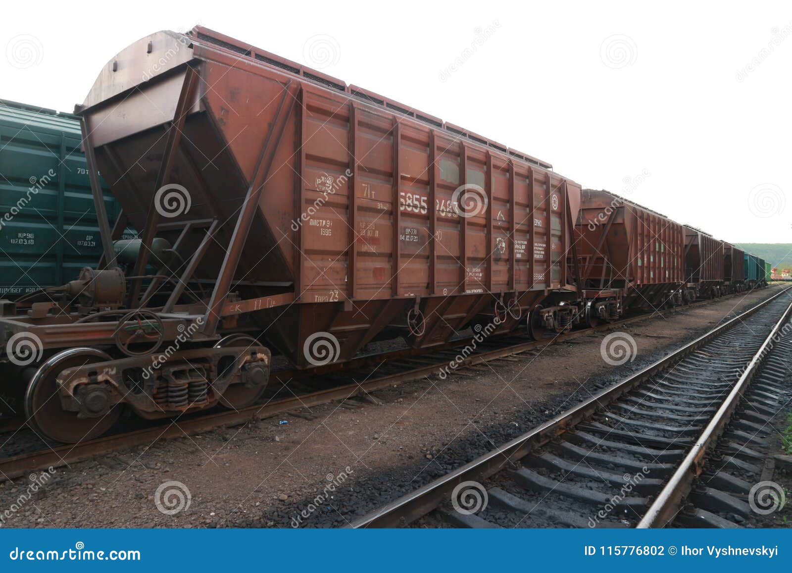 Grain Cargo Freight Train on the Rails Editorial Photography - Image of ...