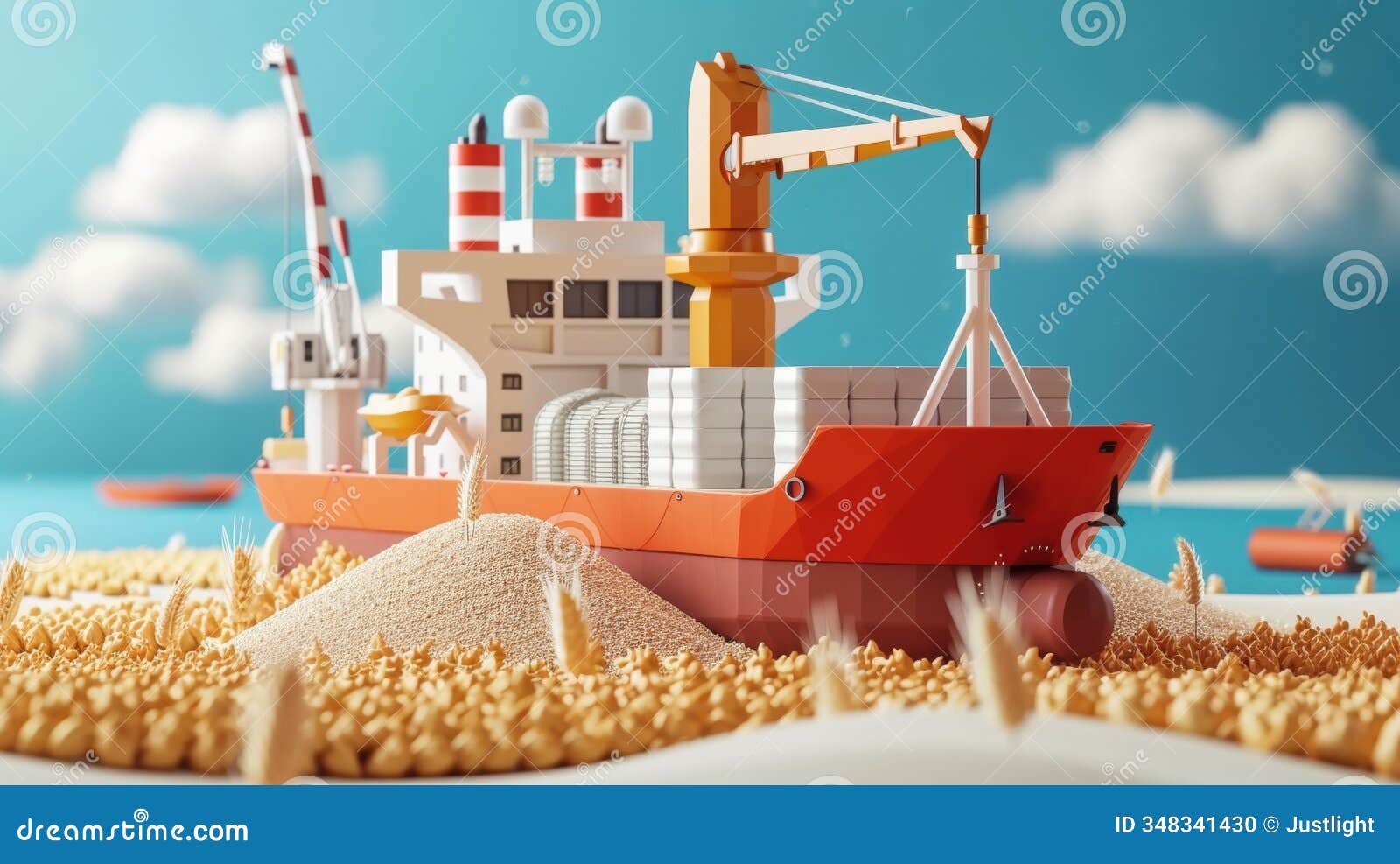 A Grain Cargo Ship Being Loaded with a Variety of Grain Types Including ...
