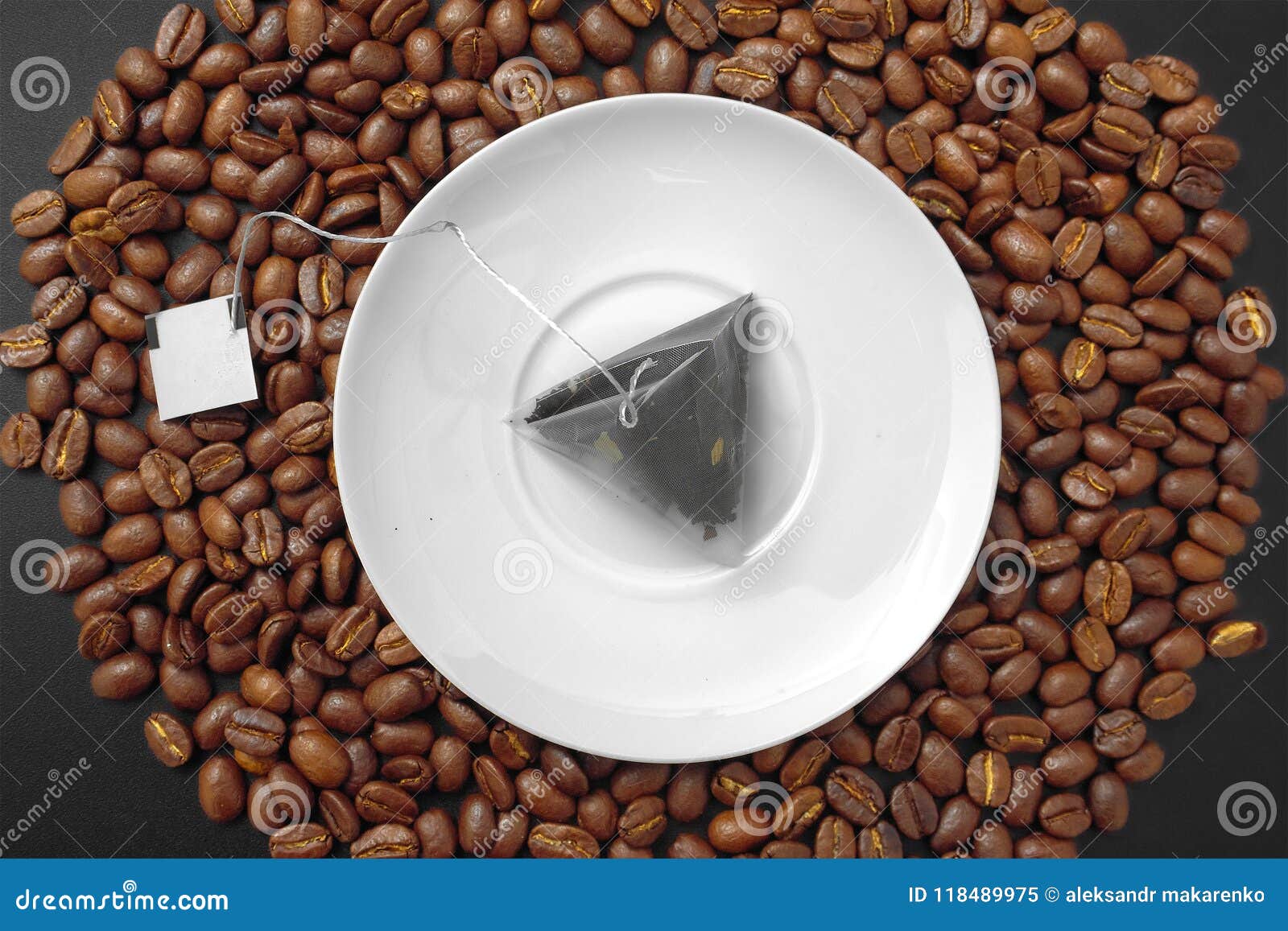 Grain Coffee Tea in a Bag White Cup. Stock Image - Image of beans ...