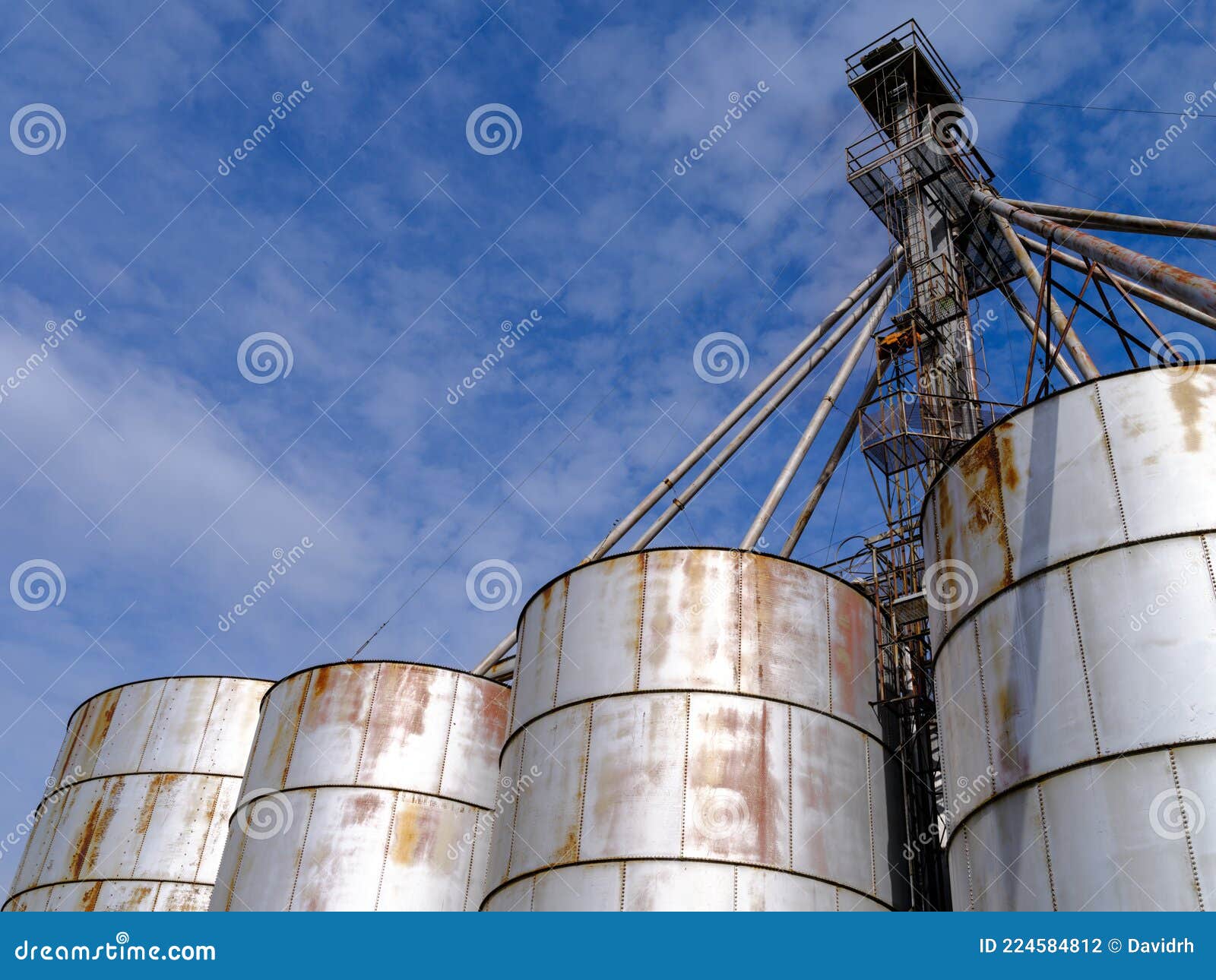 Grain Distributor Atop Metal Bins at a Grain Elevator in Southeastern ...