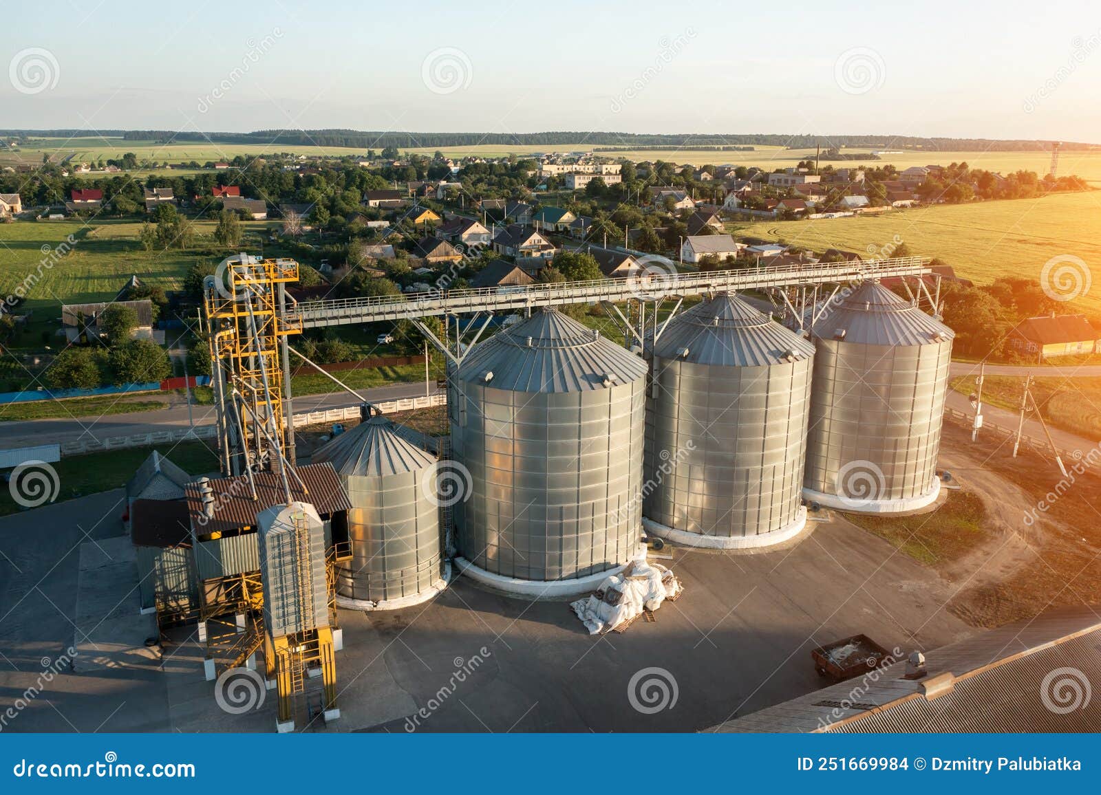 Grain Drying Complex of the Farm Top View Stock Photo - Image of ...