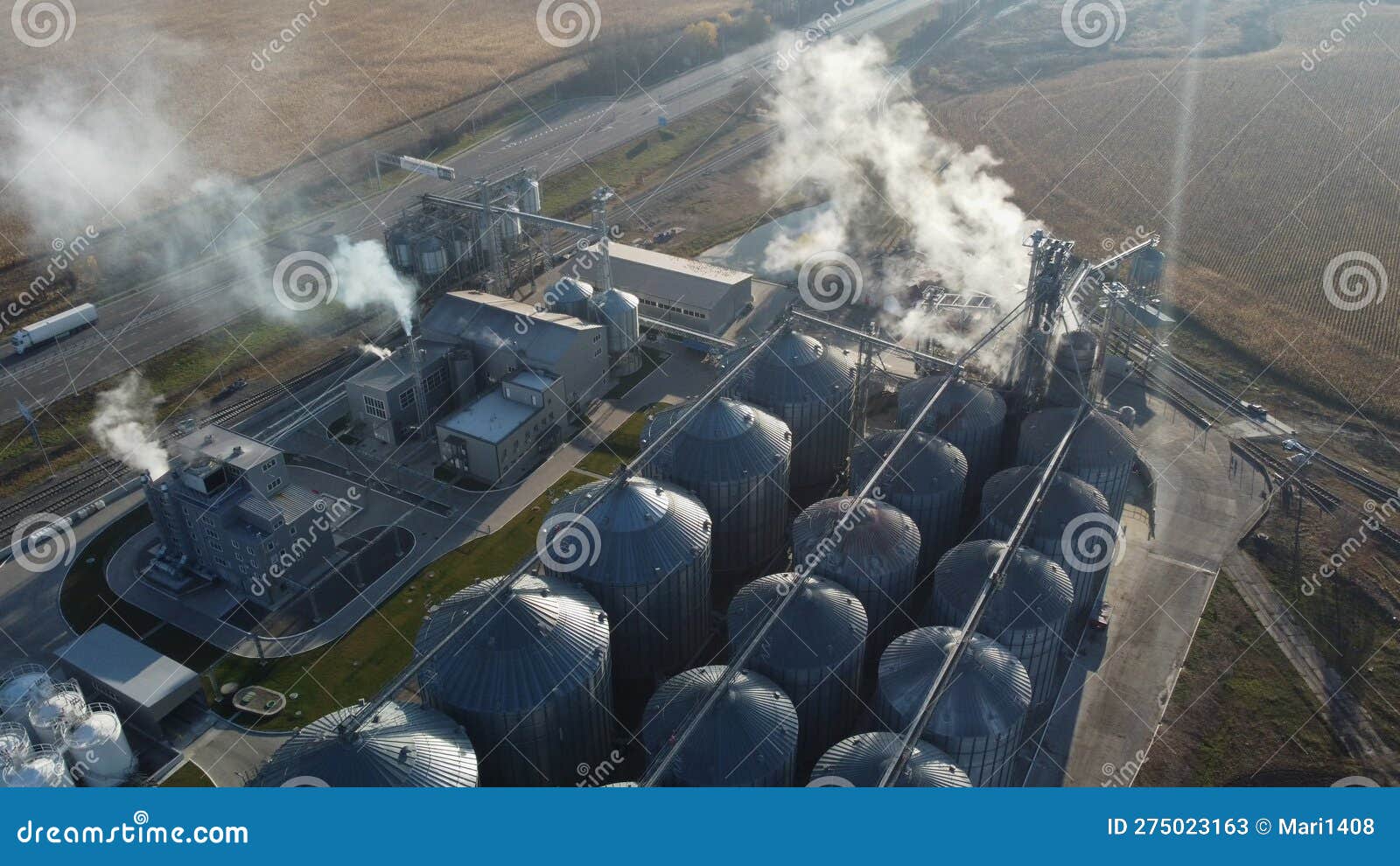 Grain Elevator. Granary. Metal Structure Grain Elevator. Storage ...