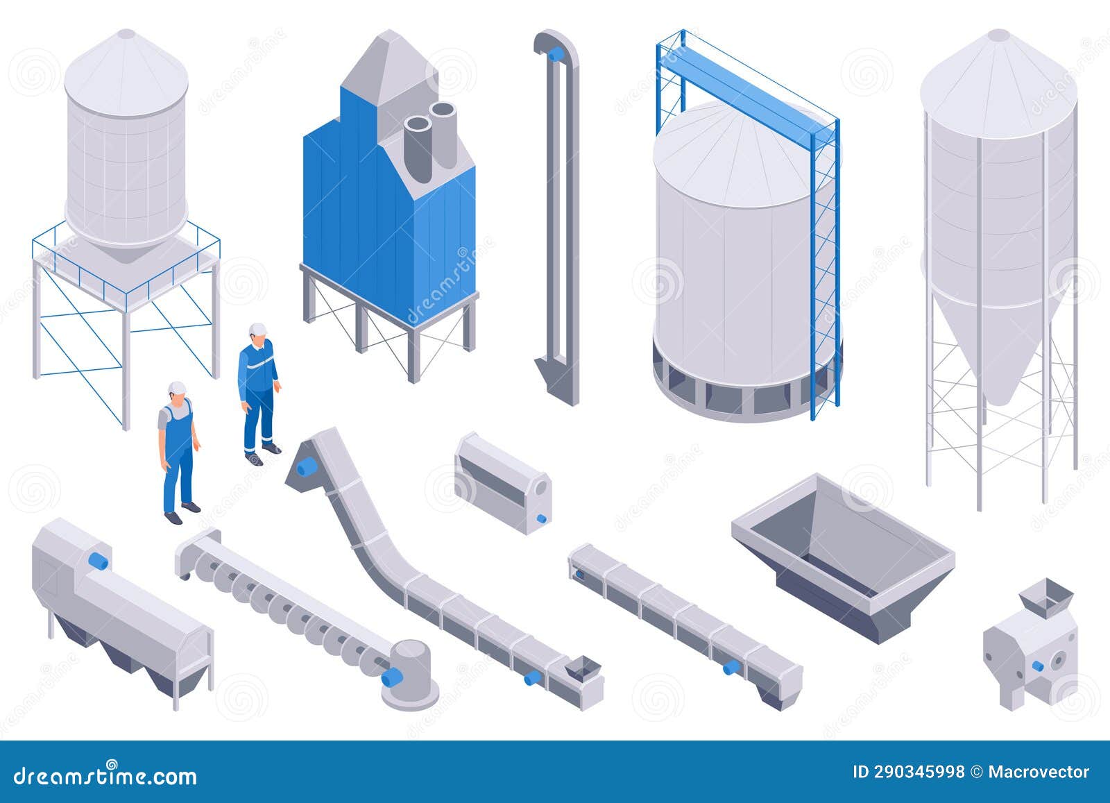 Grain Elevator Icon Set stock illustration. Illustration of operator ...